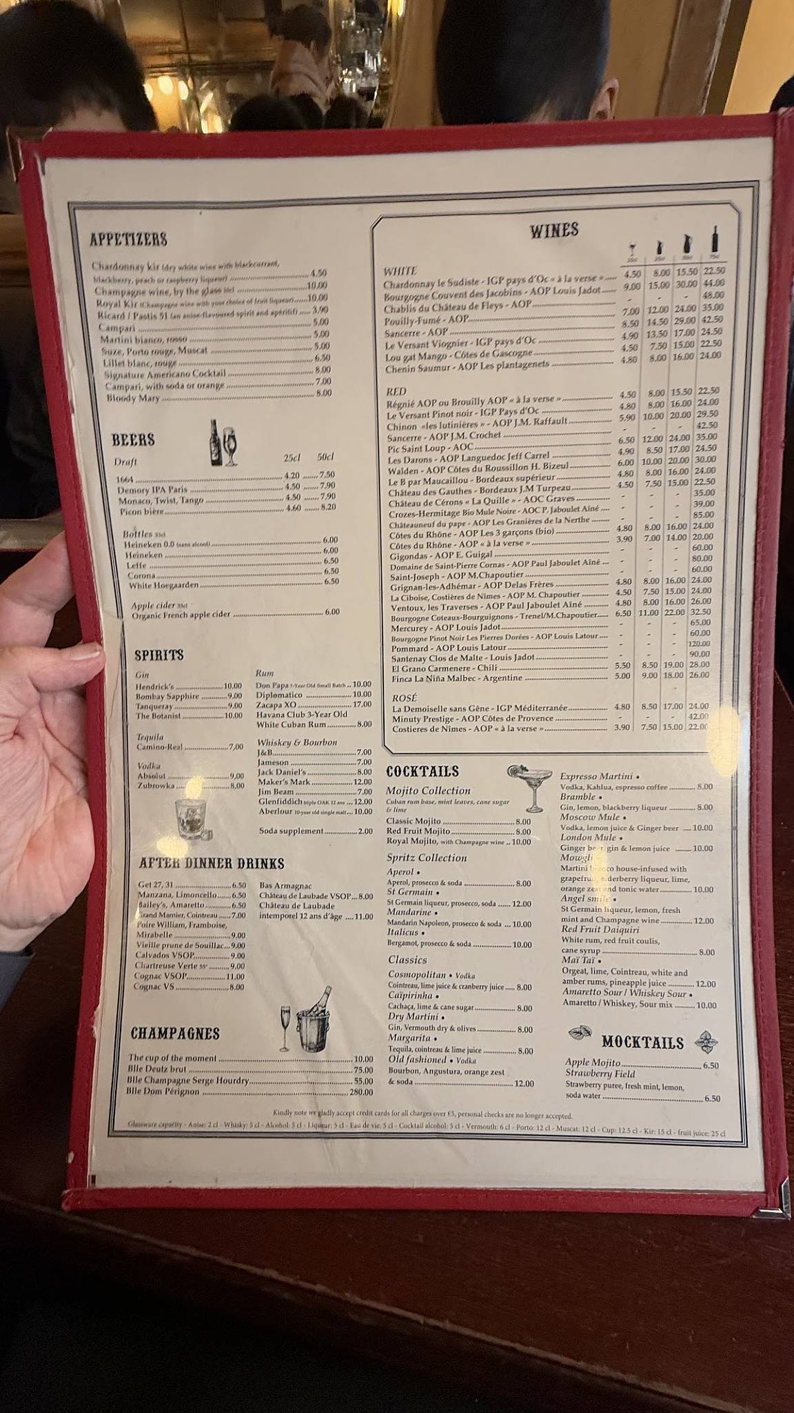 Menu at Bistrot Victoires restaurant, Paris, 6 Rue de la Vrillière