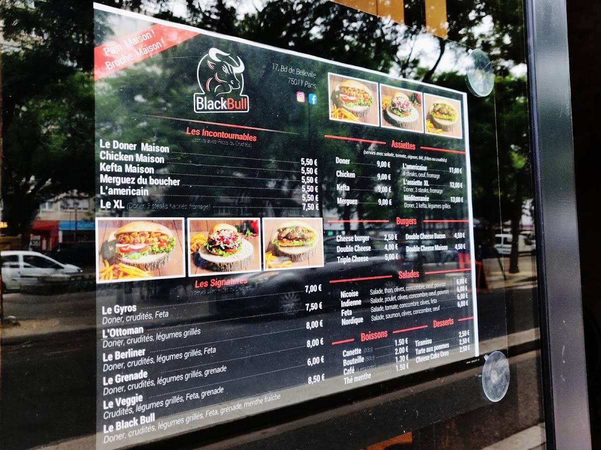 Menu au Black Bull - Burger Gourmet restaurant, Paris