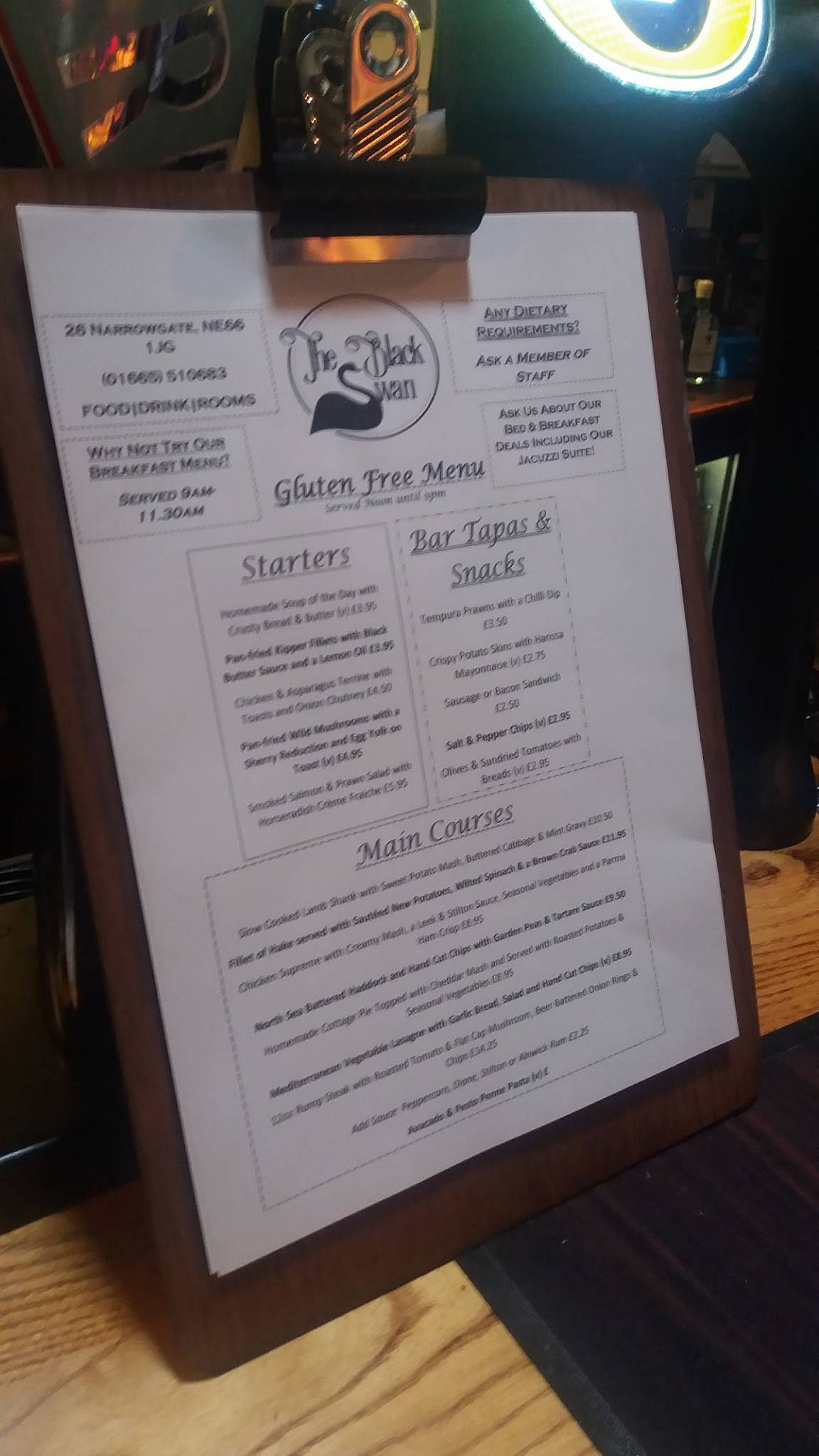 Menu at Black Swan Alnwick pub & bar, Alnwick