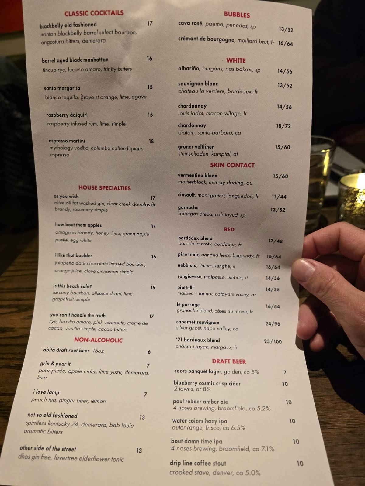 Menu at Blackbelly Market & Restaurant, Boulder