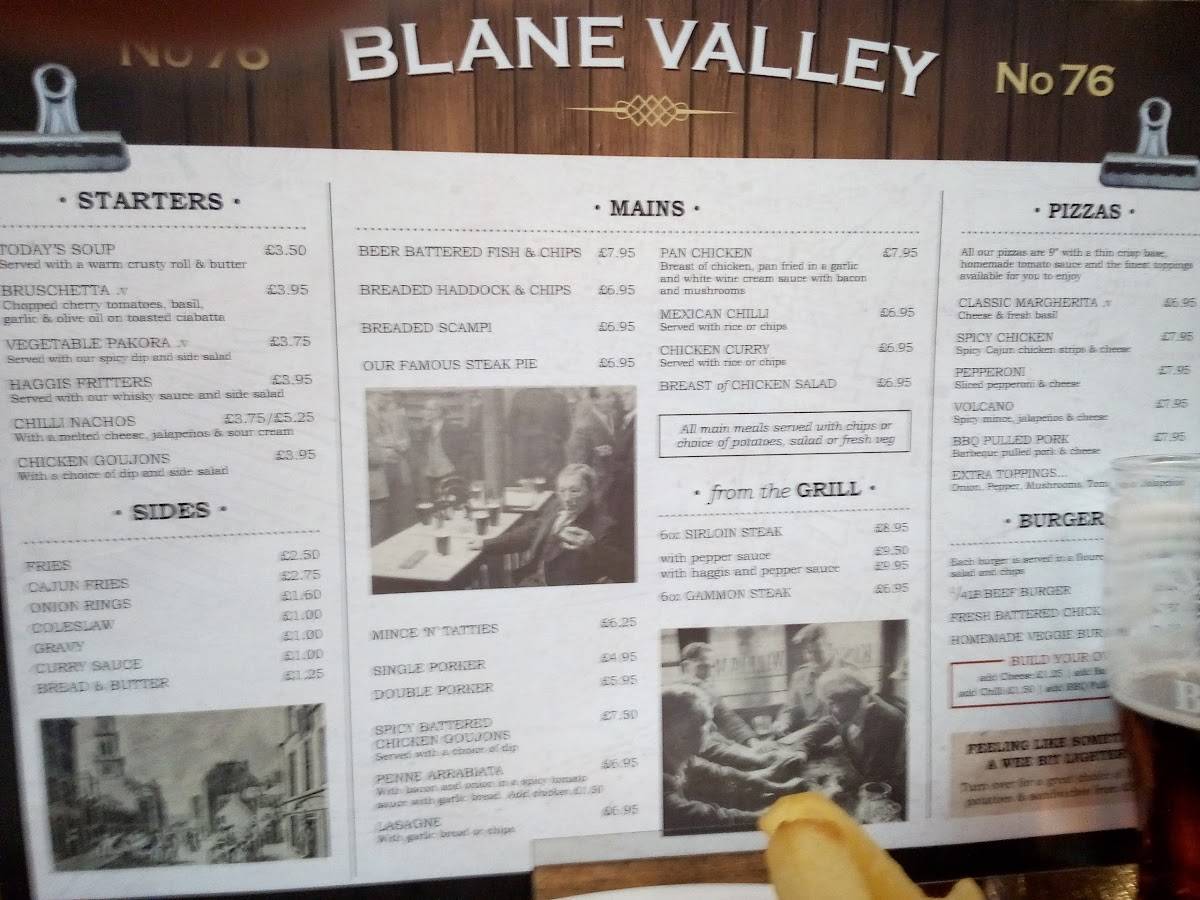 Menu at Blane Valley pub & bar, Glasgow