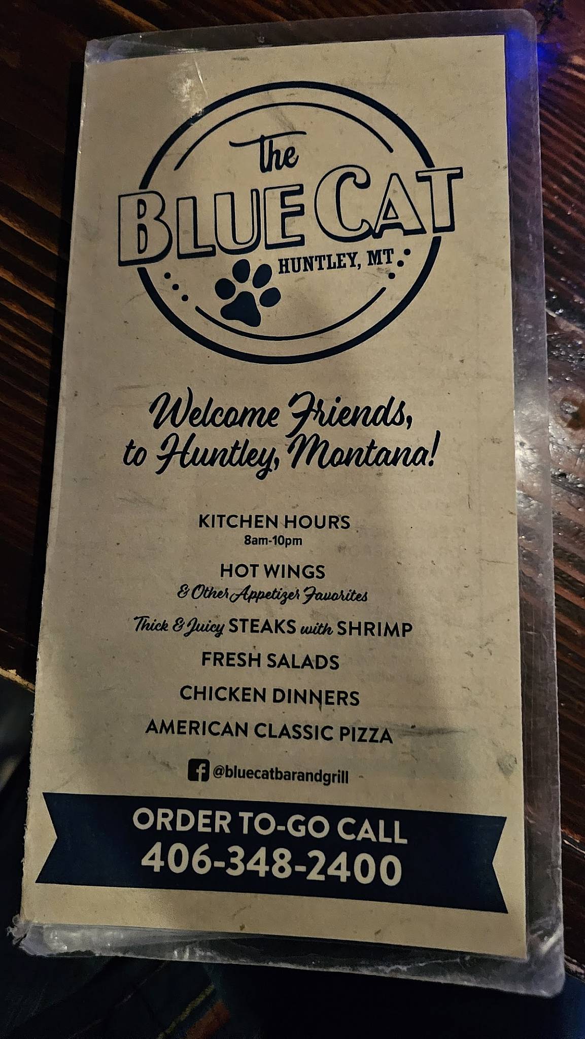 Menu at Blue Cat Bar & Grill, Huntley