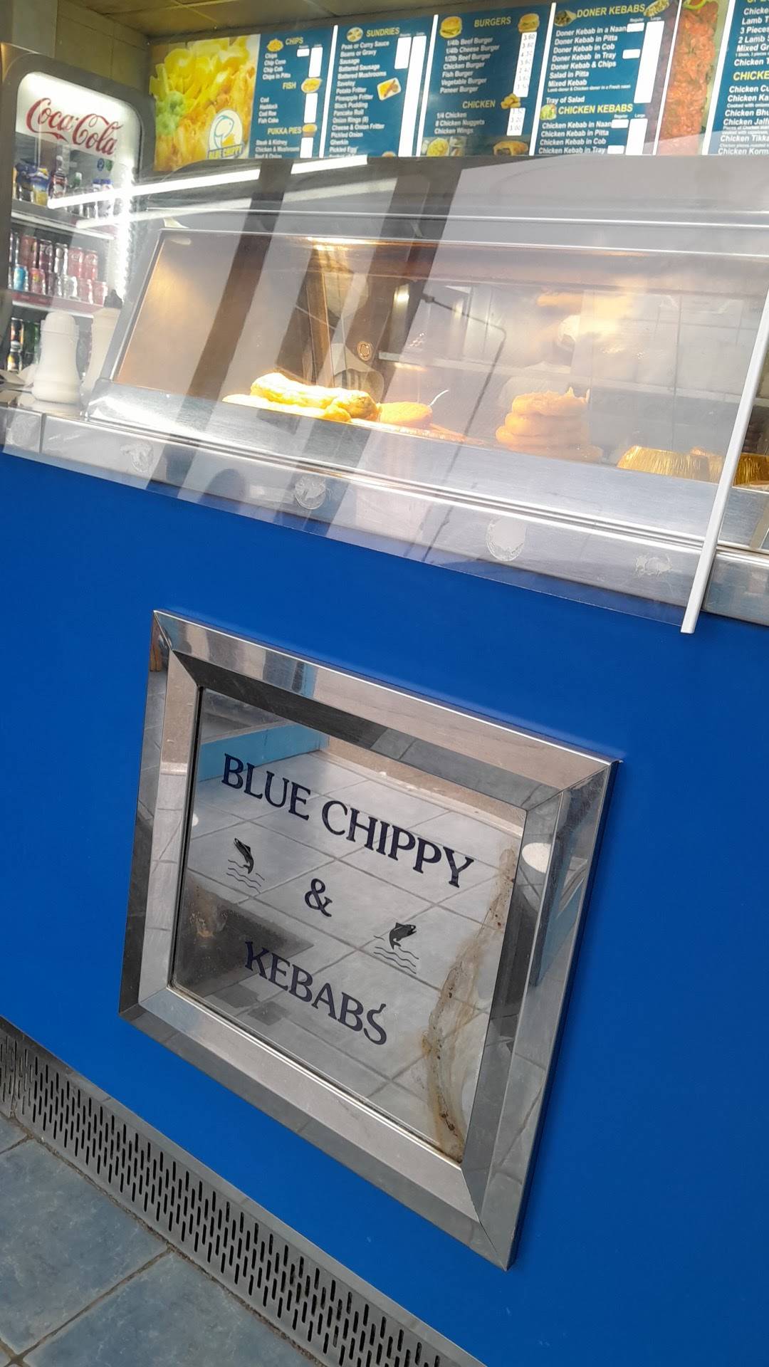 Menu at Blue Chippy fast food, Leicester