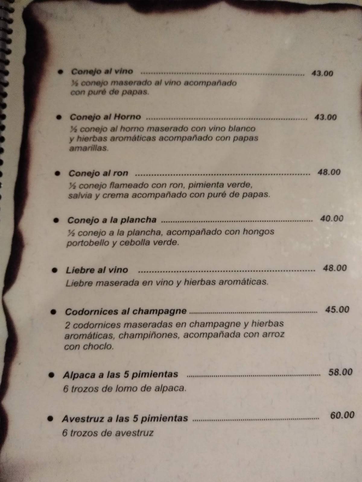 Carta del restaurante Blue Moon, Lince, Jirón Brigadier Mateo Pumacahua ...