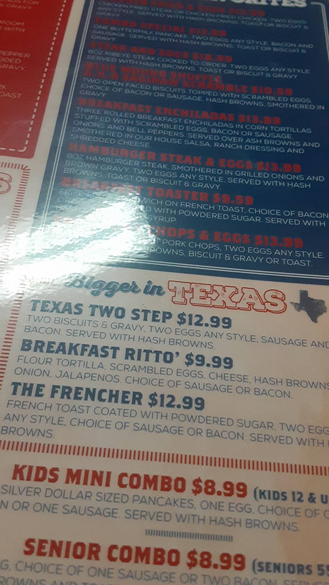 Menu at Blue Mound Cafe - Belknap, Fort Worth