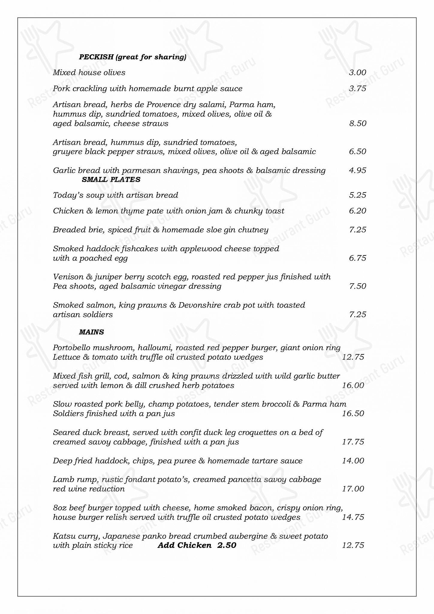 Menu at The Windmill pub & bar, Bluntisham, St Ives Rd