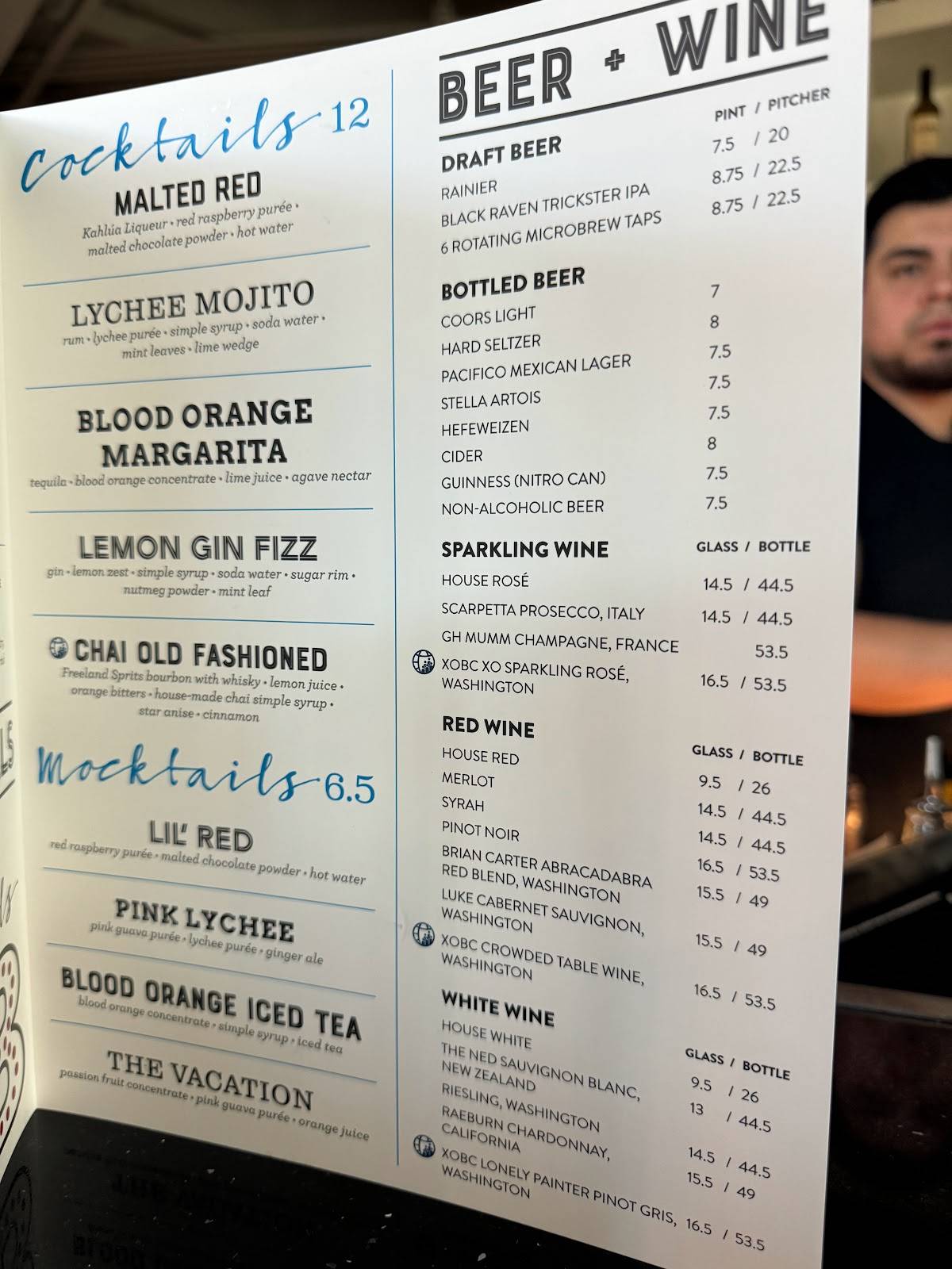 Menu at Boardwalk restaurant, Redmond