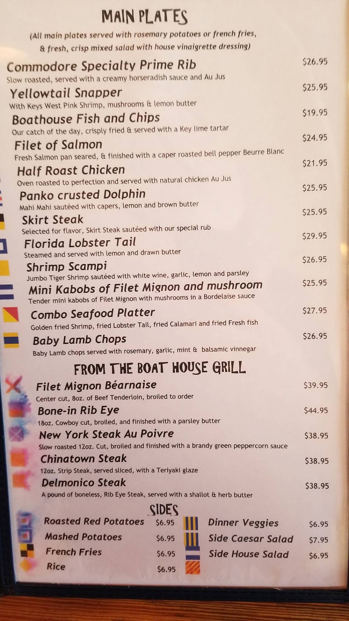 Menu at Boat House Bar & Grill, Key West, 220 Margaret Street