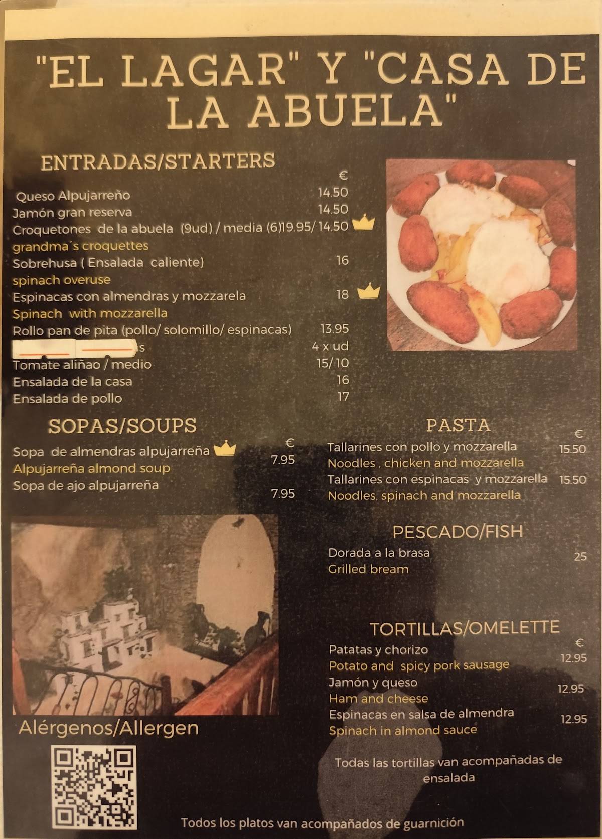 Menu at Bodega Asador El Lagar pub & bar, Pampaneira