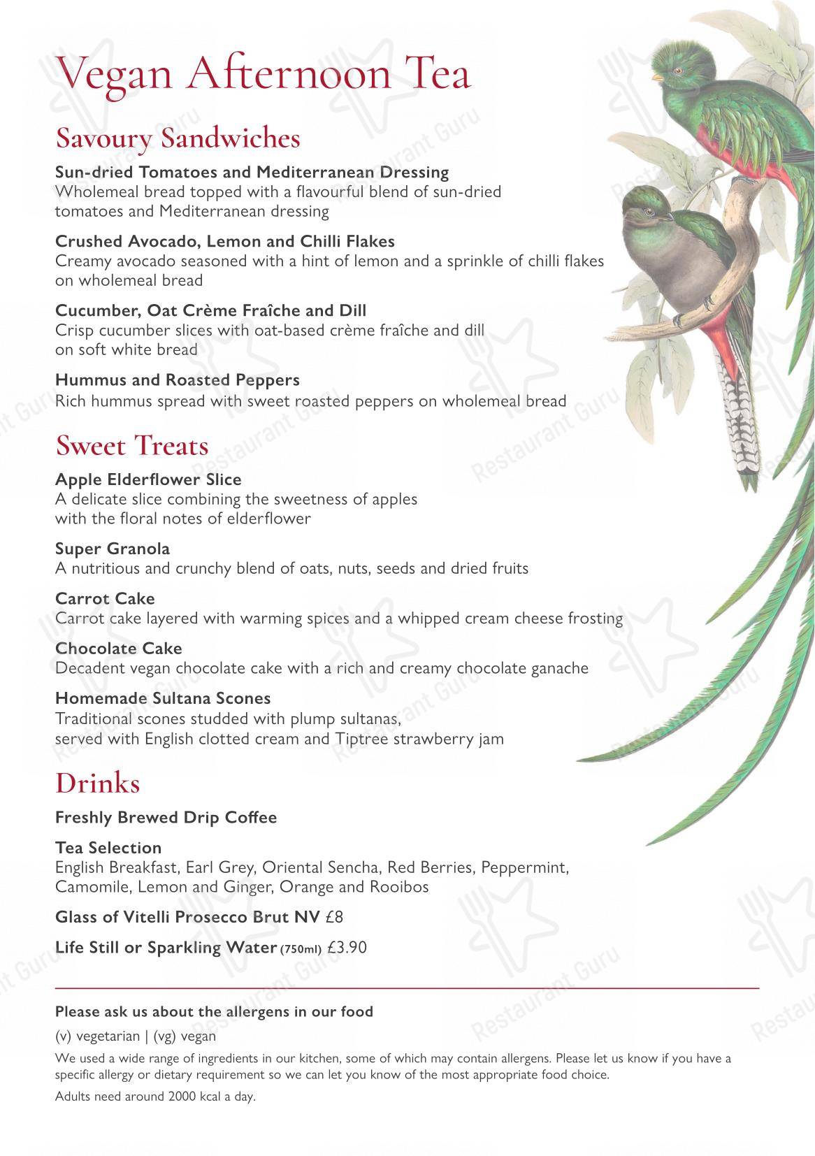 Menu at Bodleian Library Café cafe, Oxford