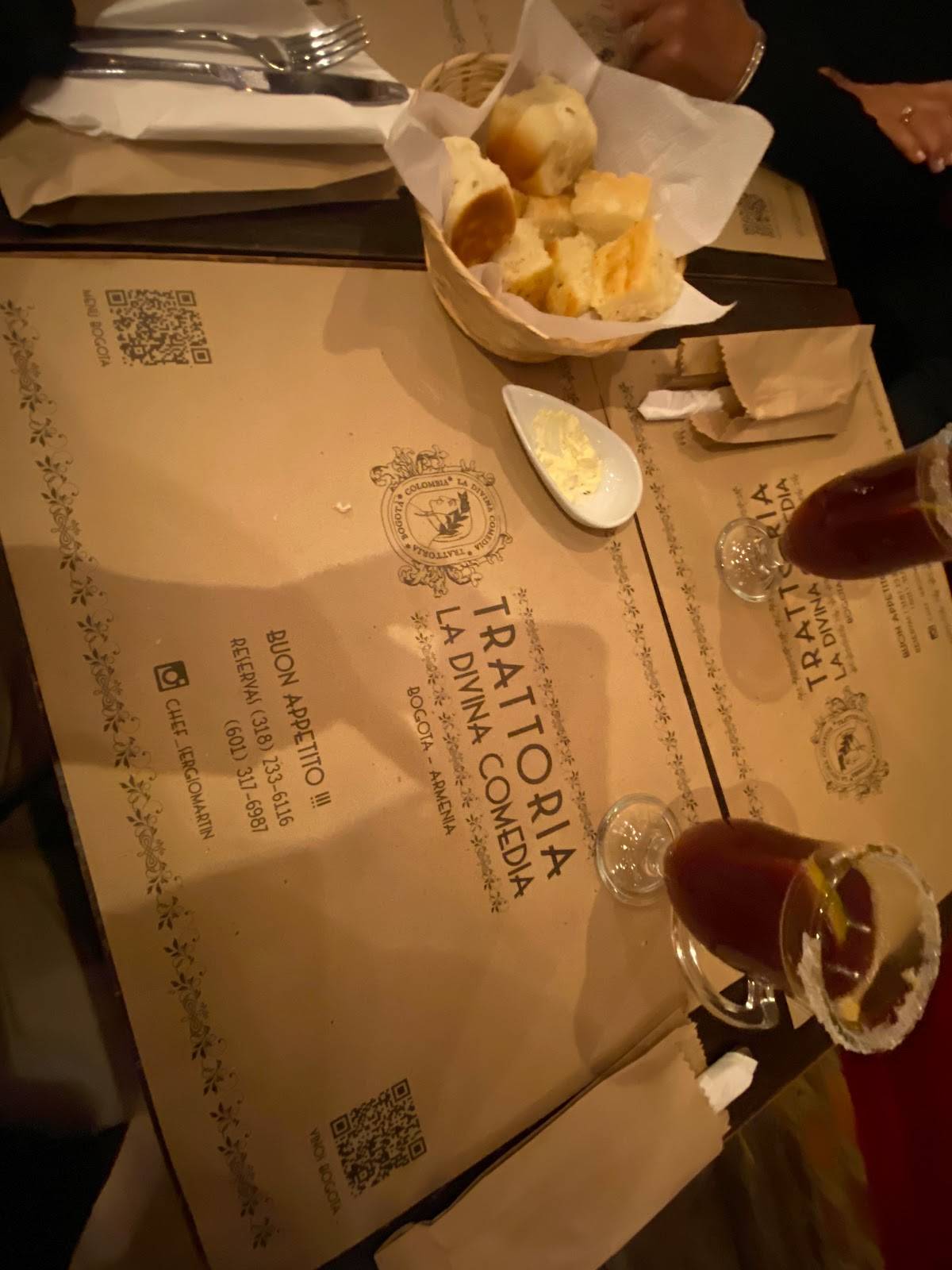 Carta del restaurante La Divina Comedia Trattoria, Bogotá, Cl. 71 #5-83