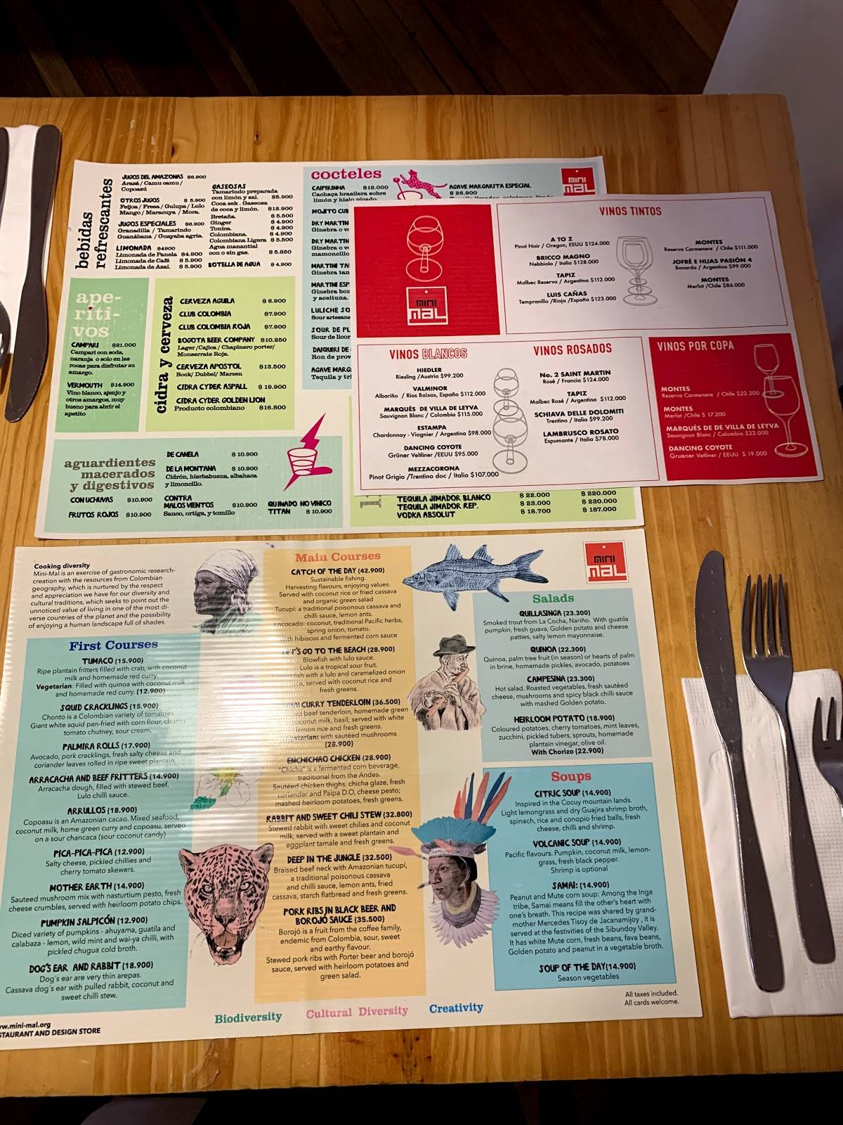 Carta del restaurante Mini Mal, Bogotá
