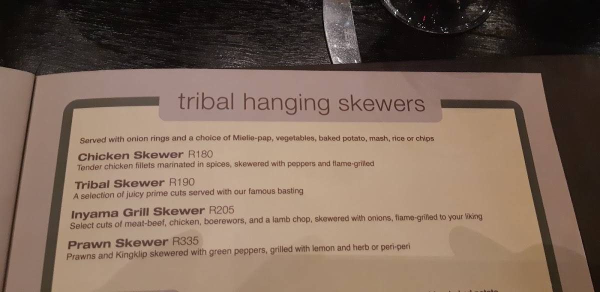 Menu at Tribes African Grill & Steakhouse, Boksburg