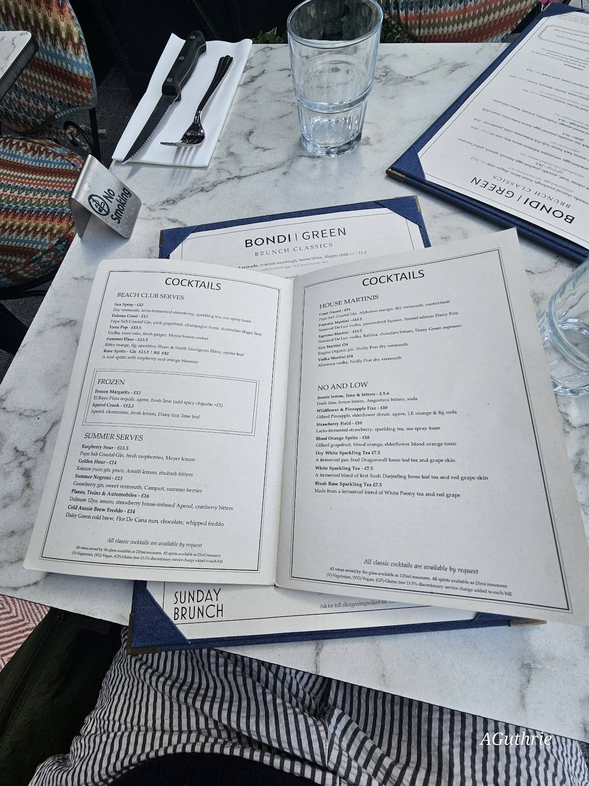 Menu at Bondi Green pub & bar, London