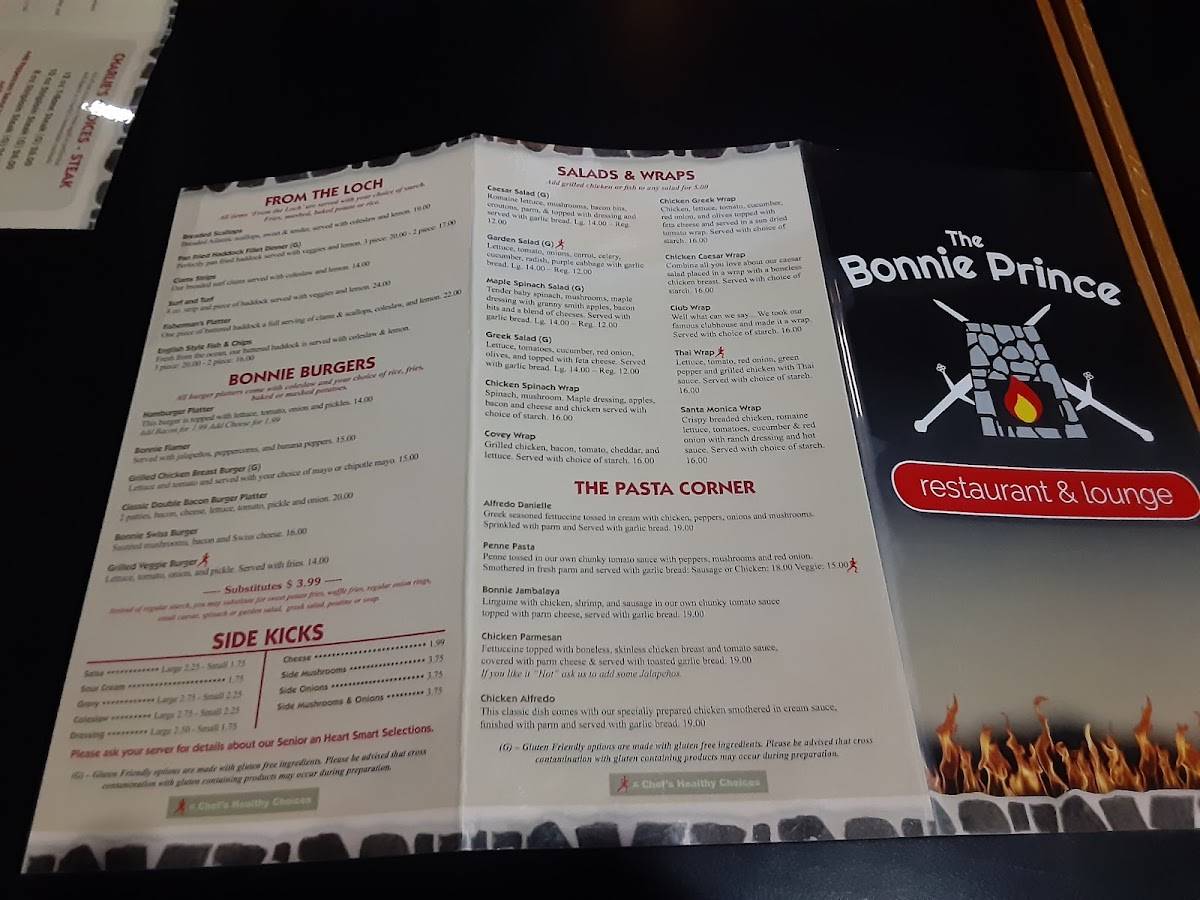 Menu at Bonnie Prince Beverage Room steakhouse, Sydney