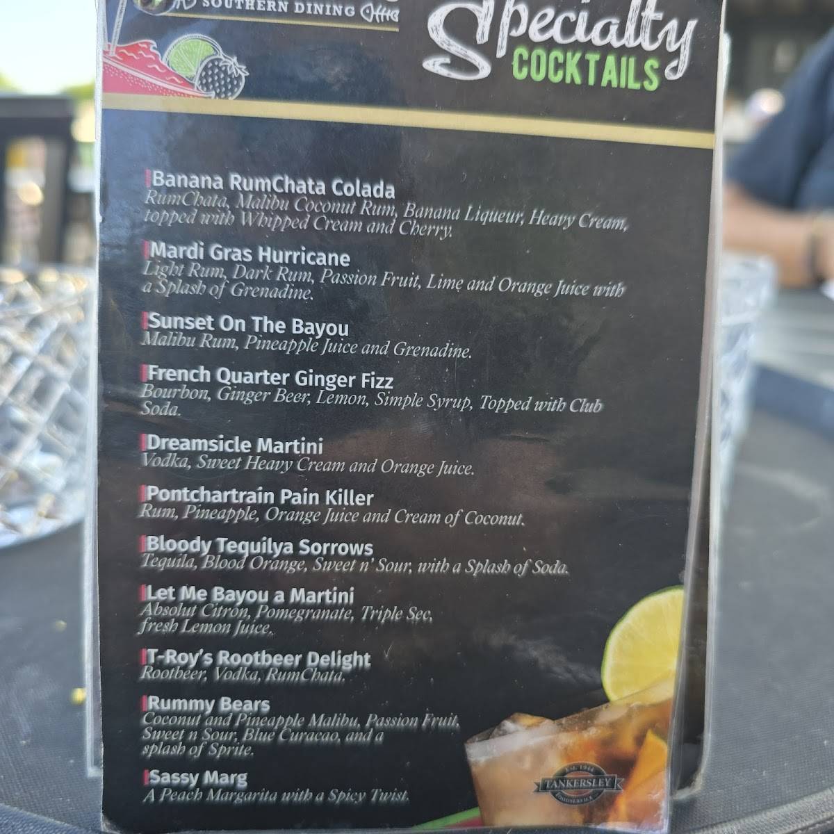 Menu at Boondocks pub & bar, Fort Smith