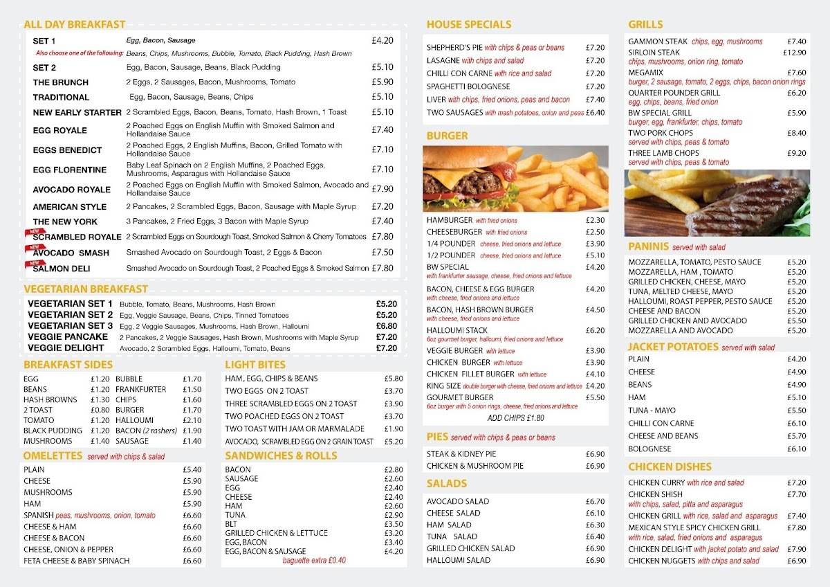 Menu at Borehamwood Cafe, Borehamwood