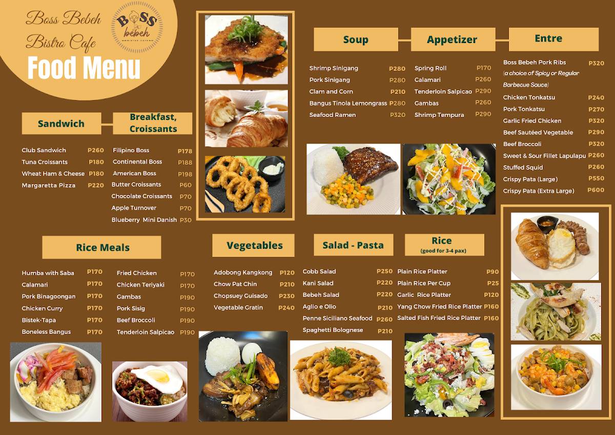 Menu at Boss Bebeh Bistro Cafe Mandaue, Mandaue City