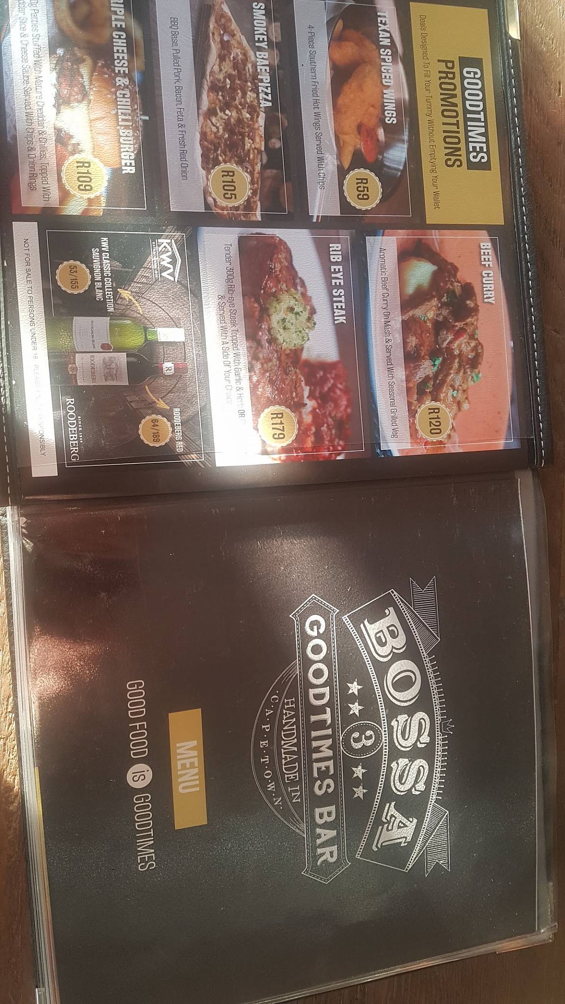 Menu at Bossa Sunningdale pub & bar, Cape Town