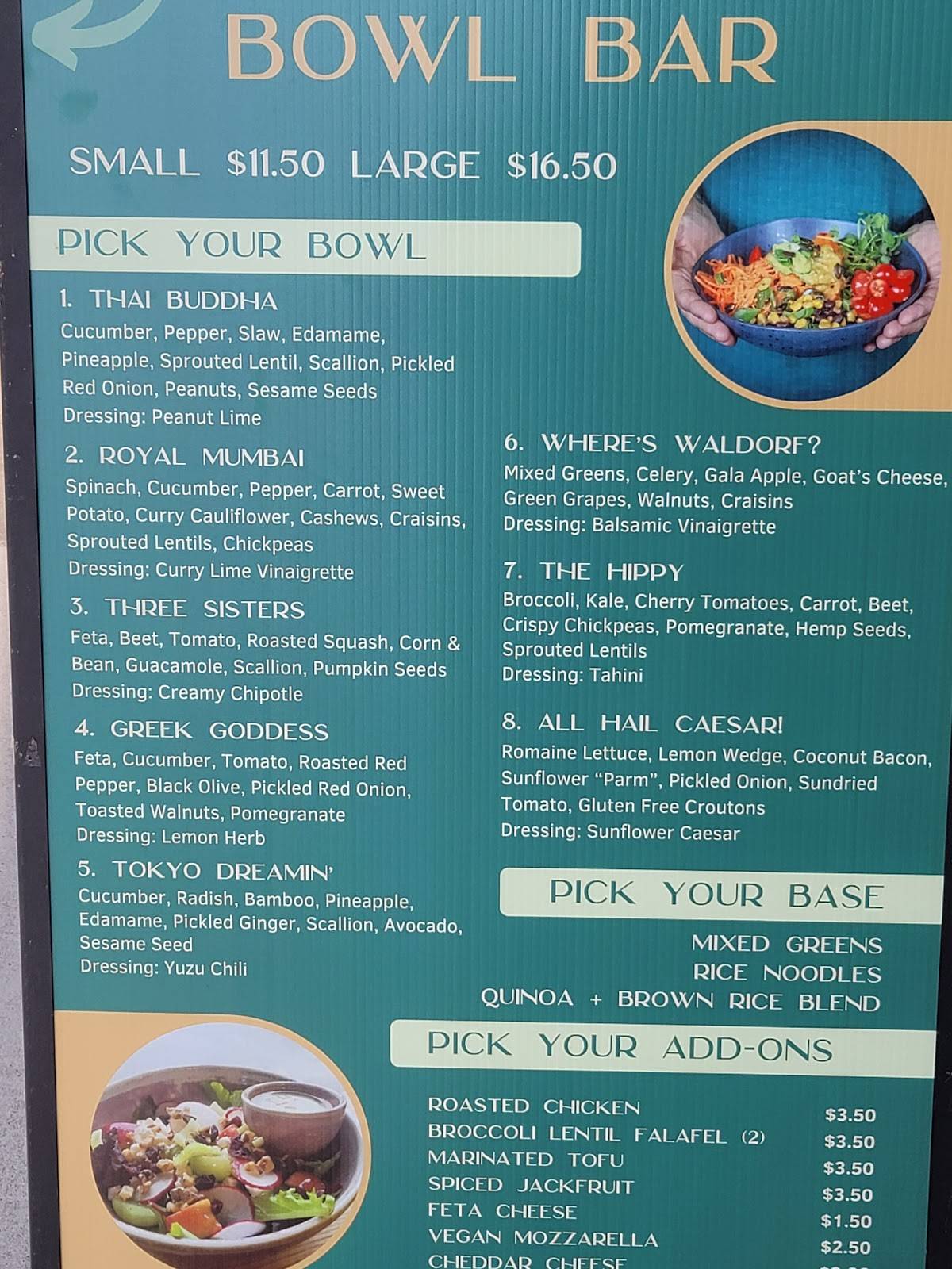 Menu au Bowl Bar Stratford, Stratford