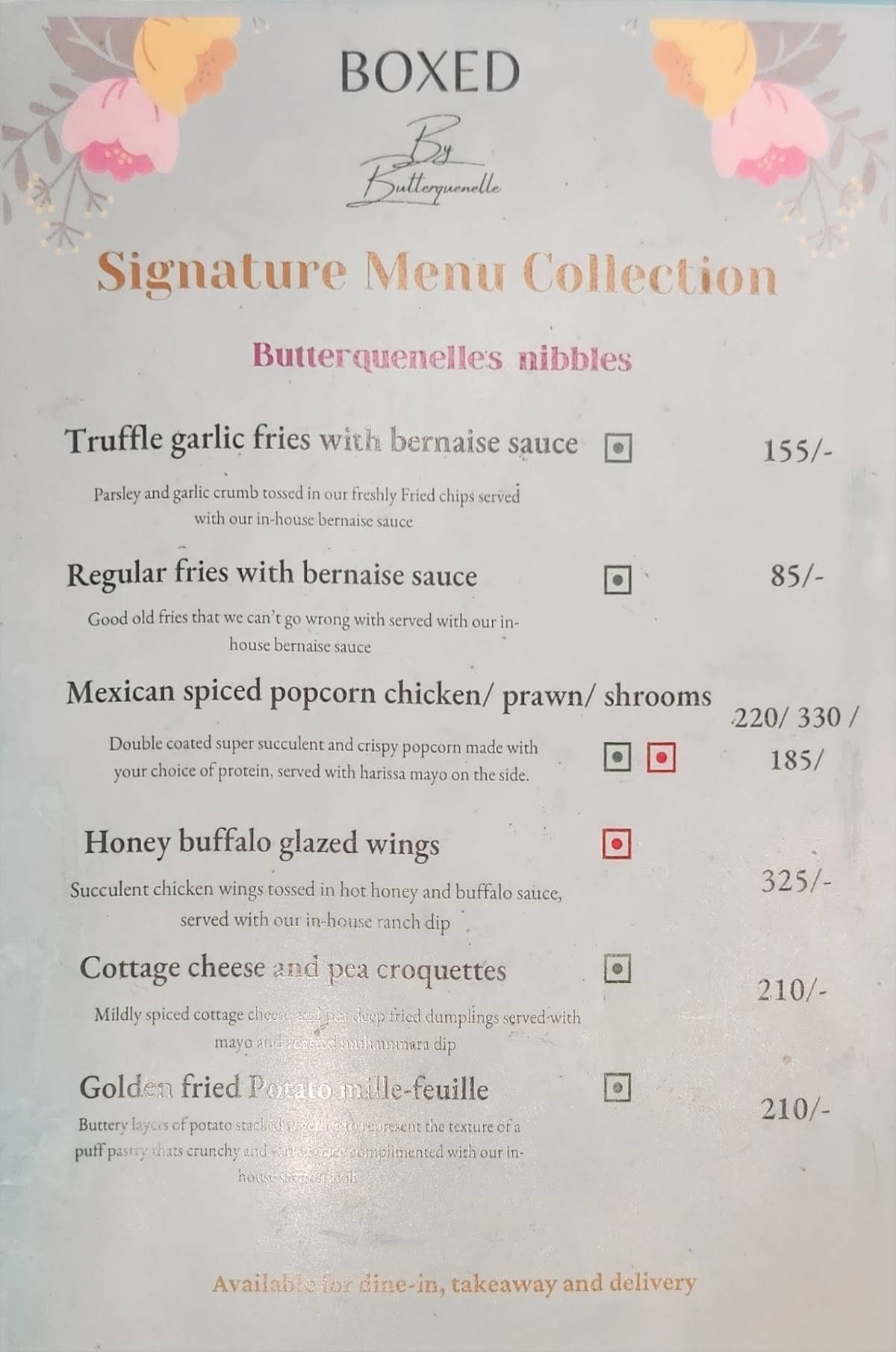 Menu at Boxed by Butterquenelle, Coimbatore