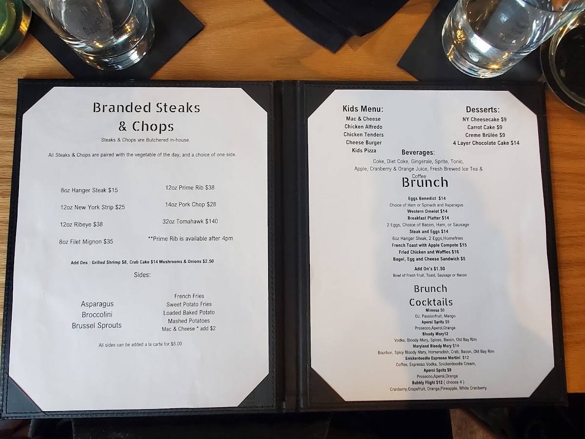 Menu at Branded Chophouse steakhouse, Boonsboro