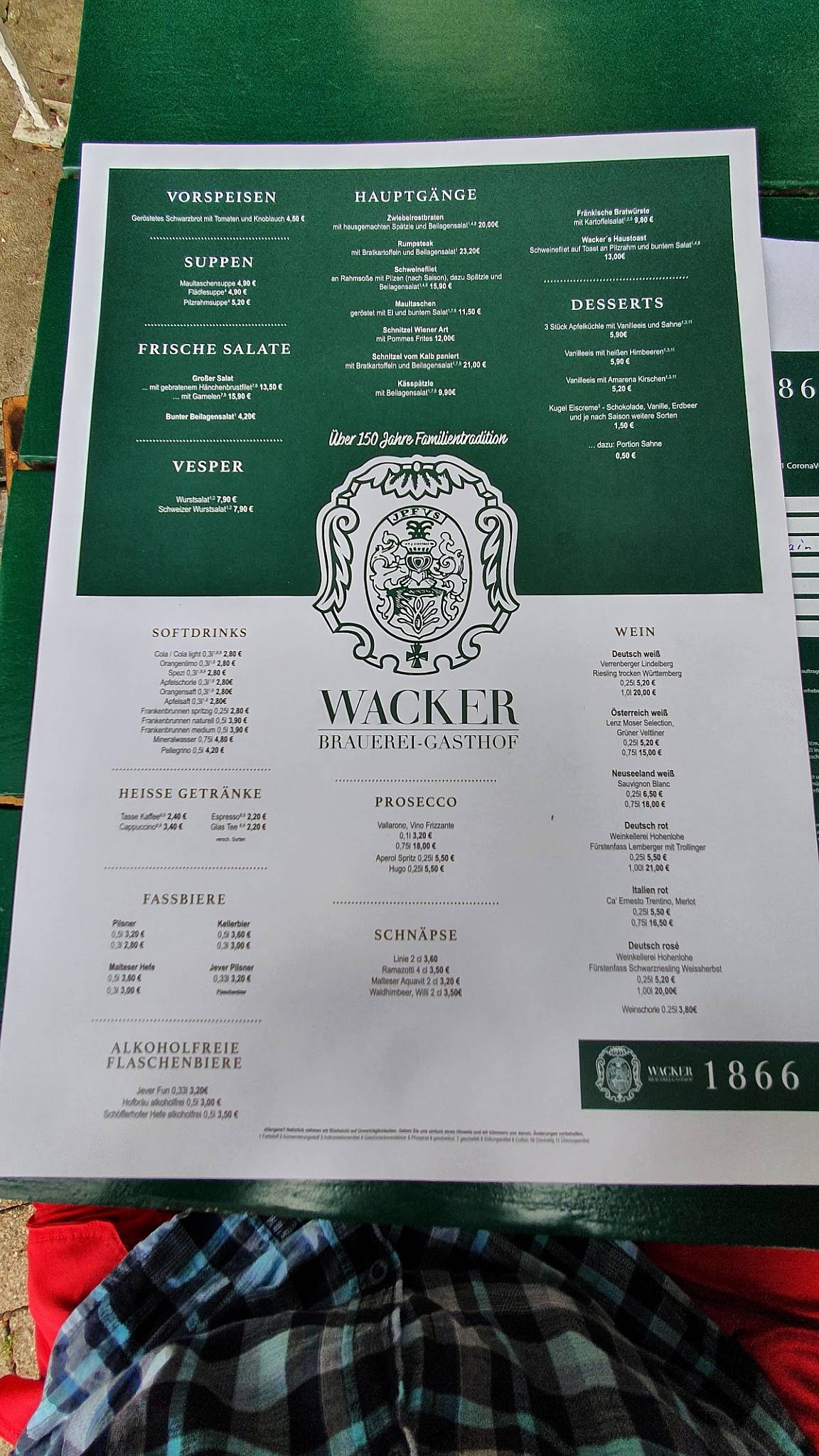 Speisekarte von Brauerei Gasthof Wacker restaurant, Satteldorf