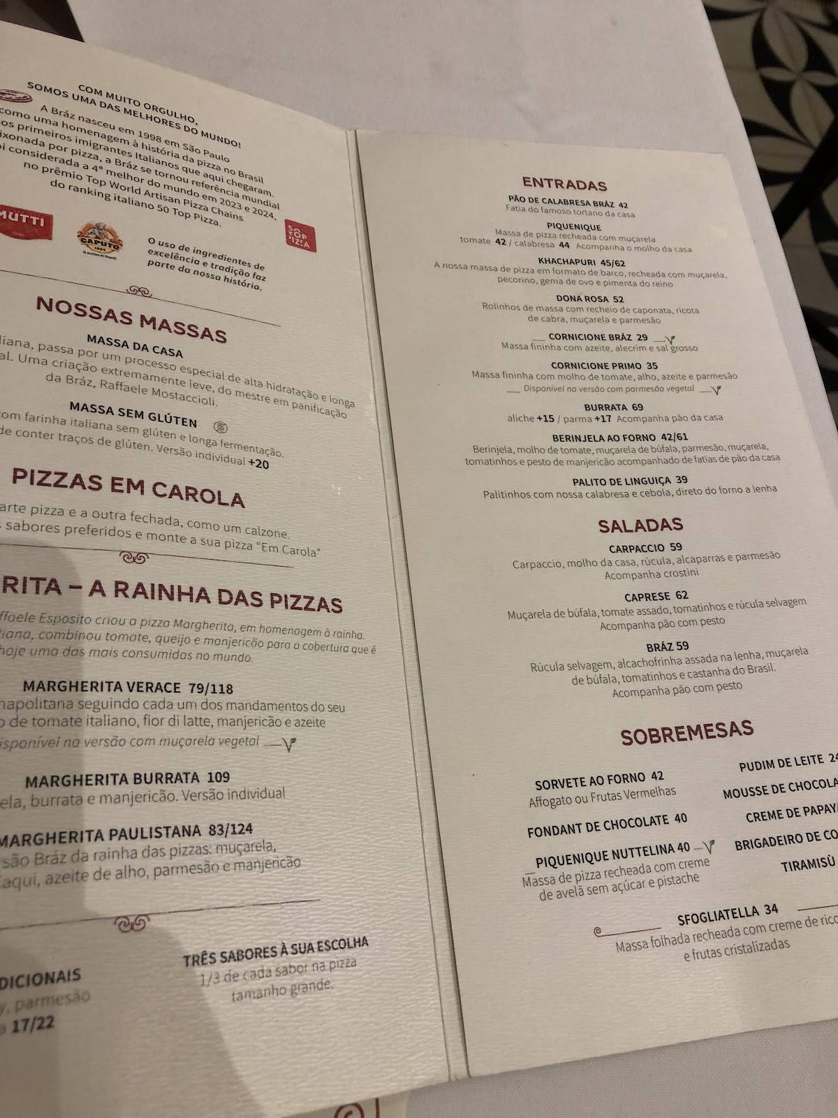 Menu em Bráz Pizzaria - Jardim Botânico, Rio de Janeiro, R. Maria Angélica