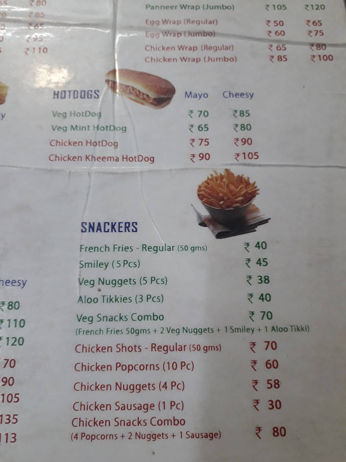Menu at Breadwinners, Chennai
