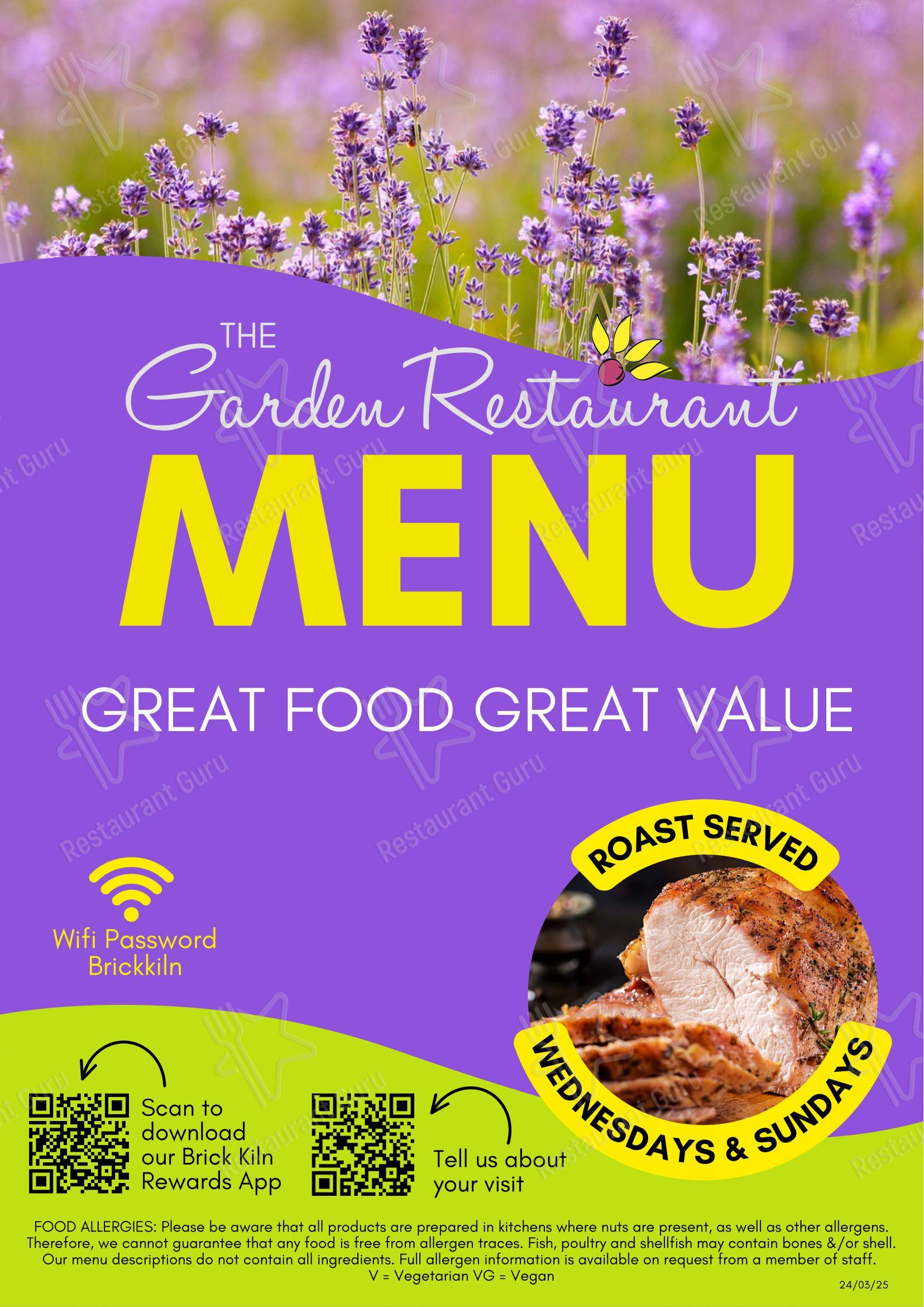 Menu at Brick Kiln Garden Centre and Restaurant, Chichester