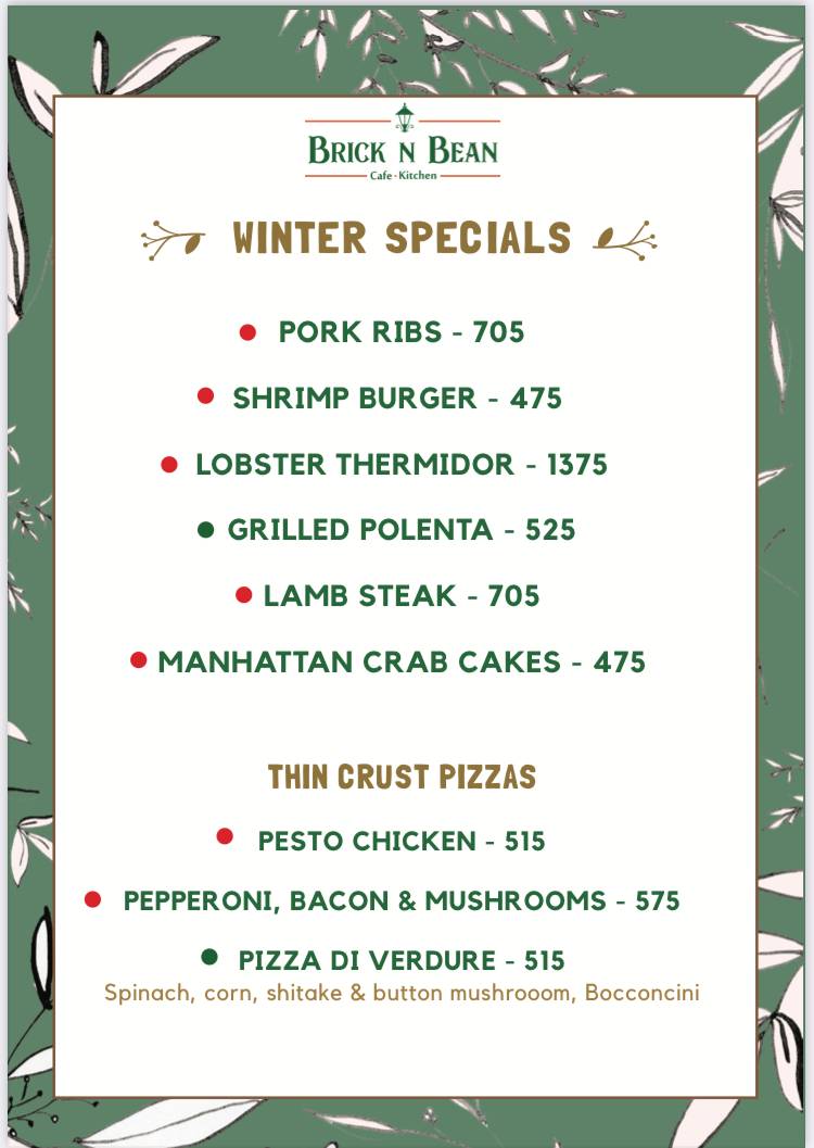 Menu at Brick n Bean Cafe Kitchen, Gurugram, 23
