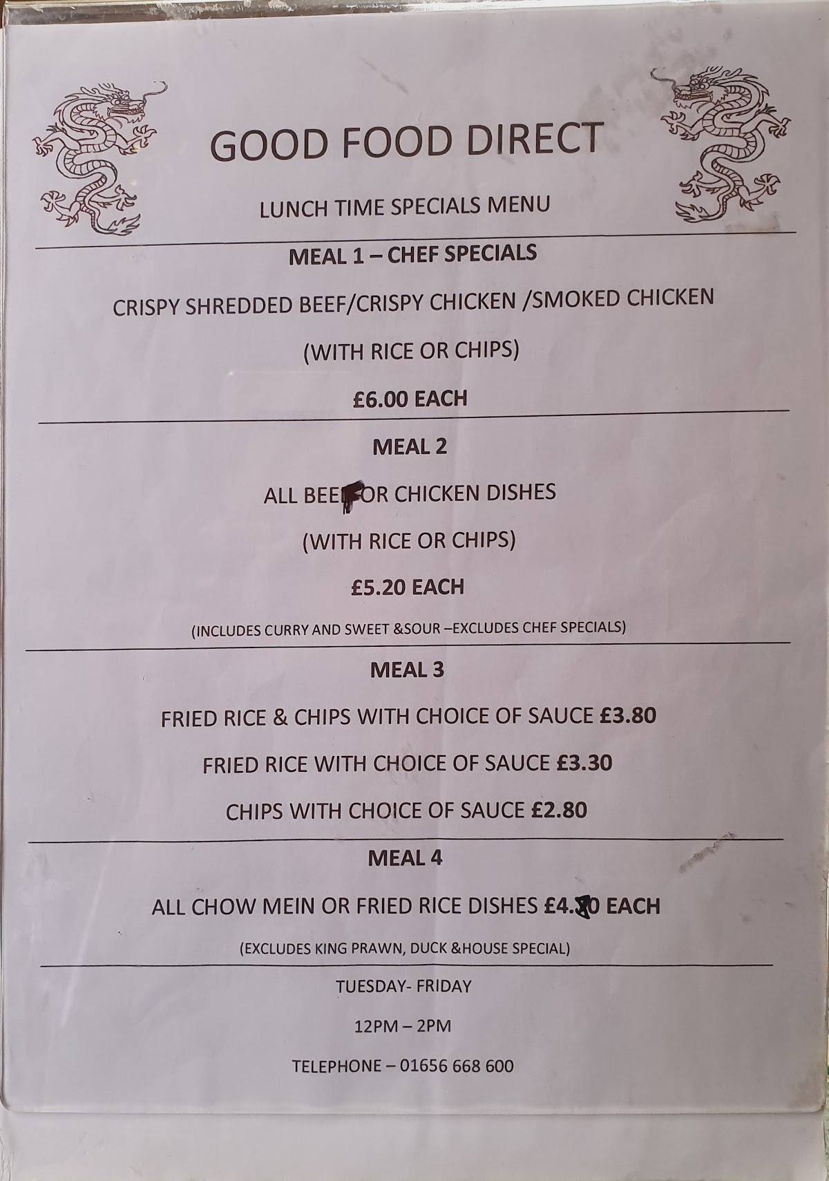 Menu at Good Food Direct fast food, Bridgend