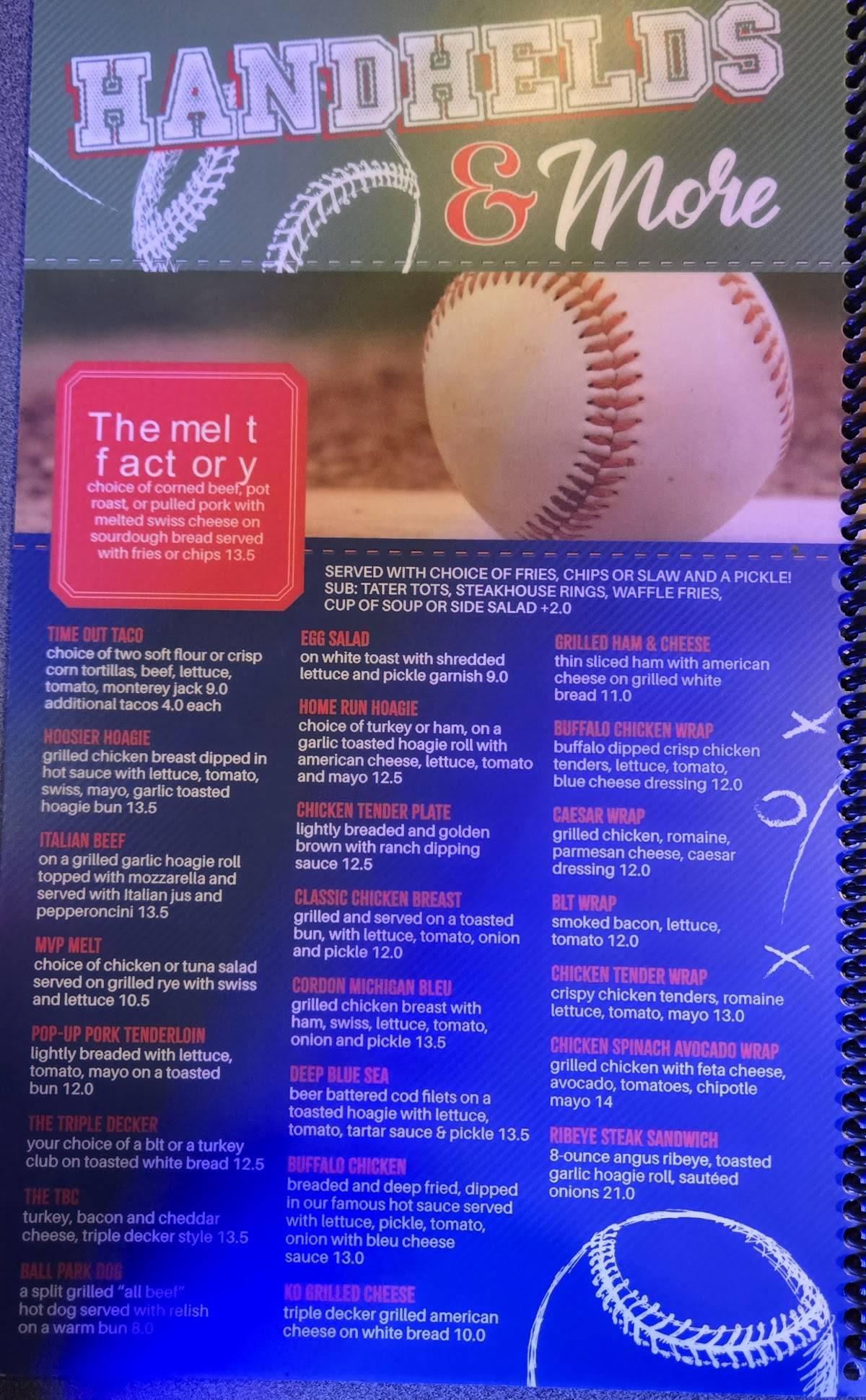 Menu at Bridges Scoreboard Restaurant, Griffith
