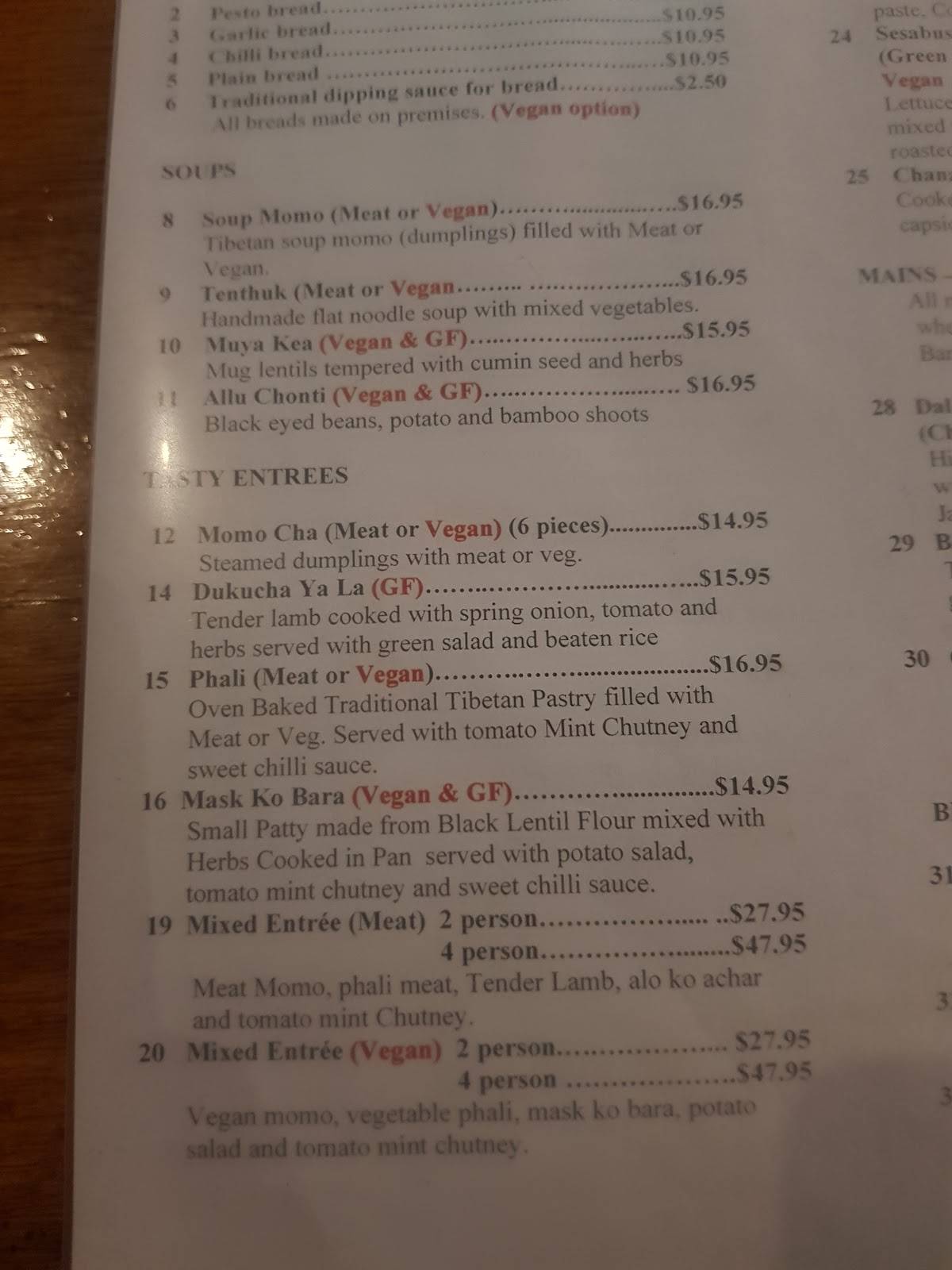 Menu at Himalayan Cafe, New Farm