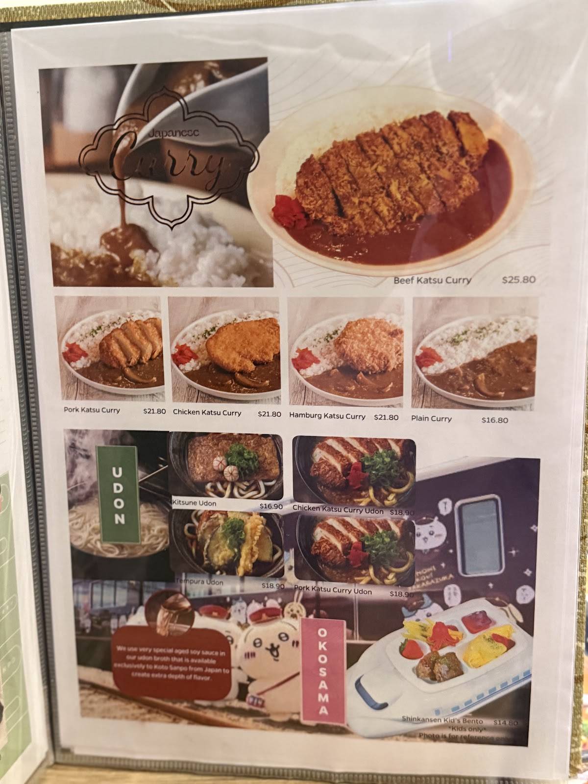 Menu at Koto Sanpo desserts, Brisbane City