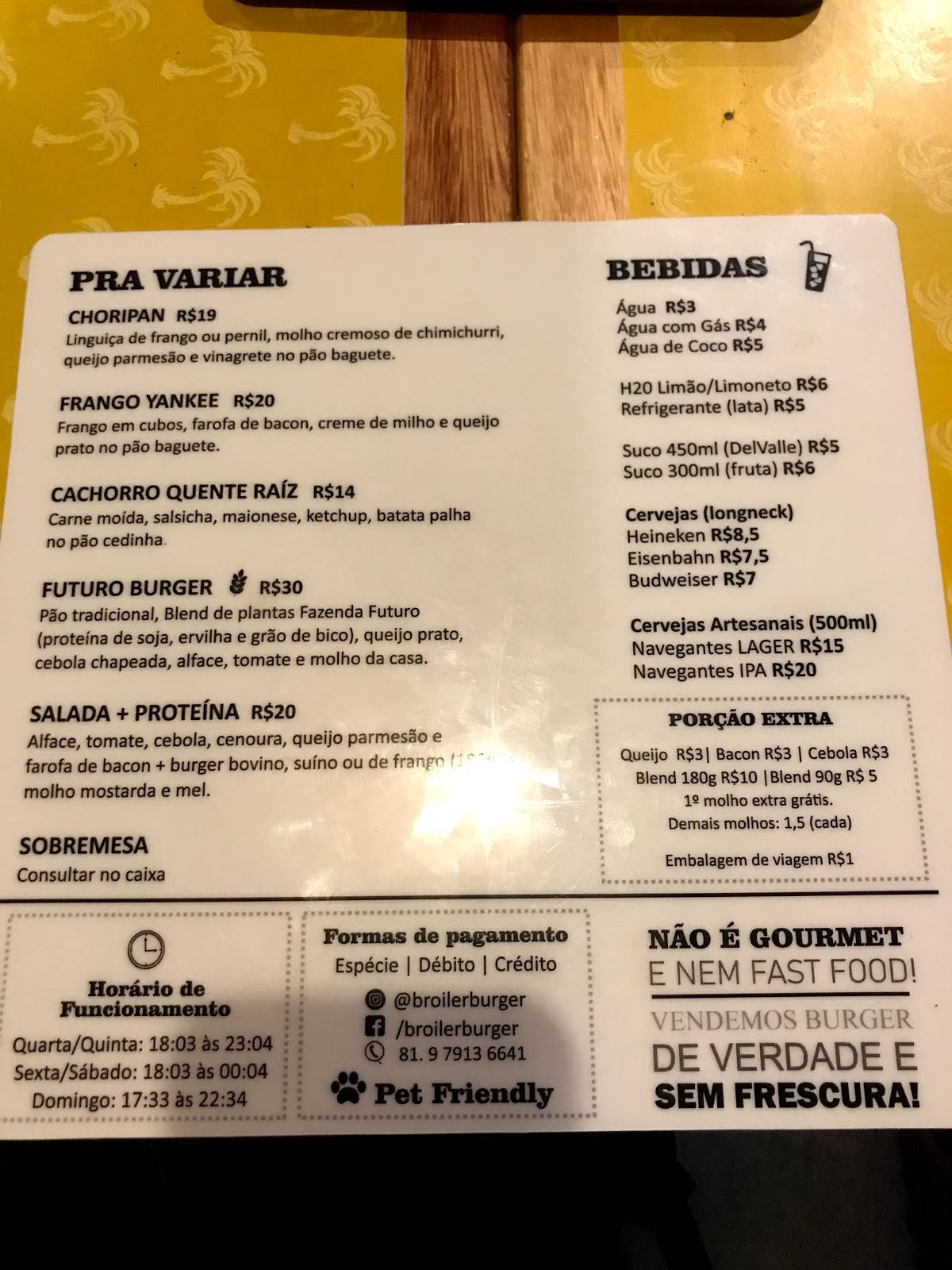 Menu em Broiler Burger restaurante, Recife, Rua Major Joaquim Cavalcante