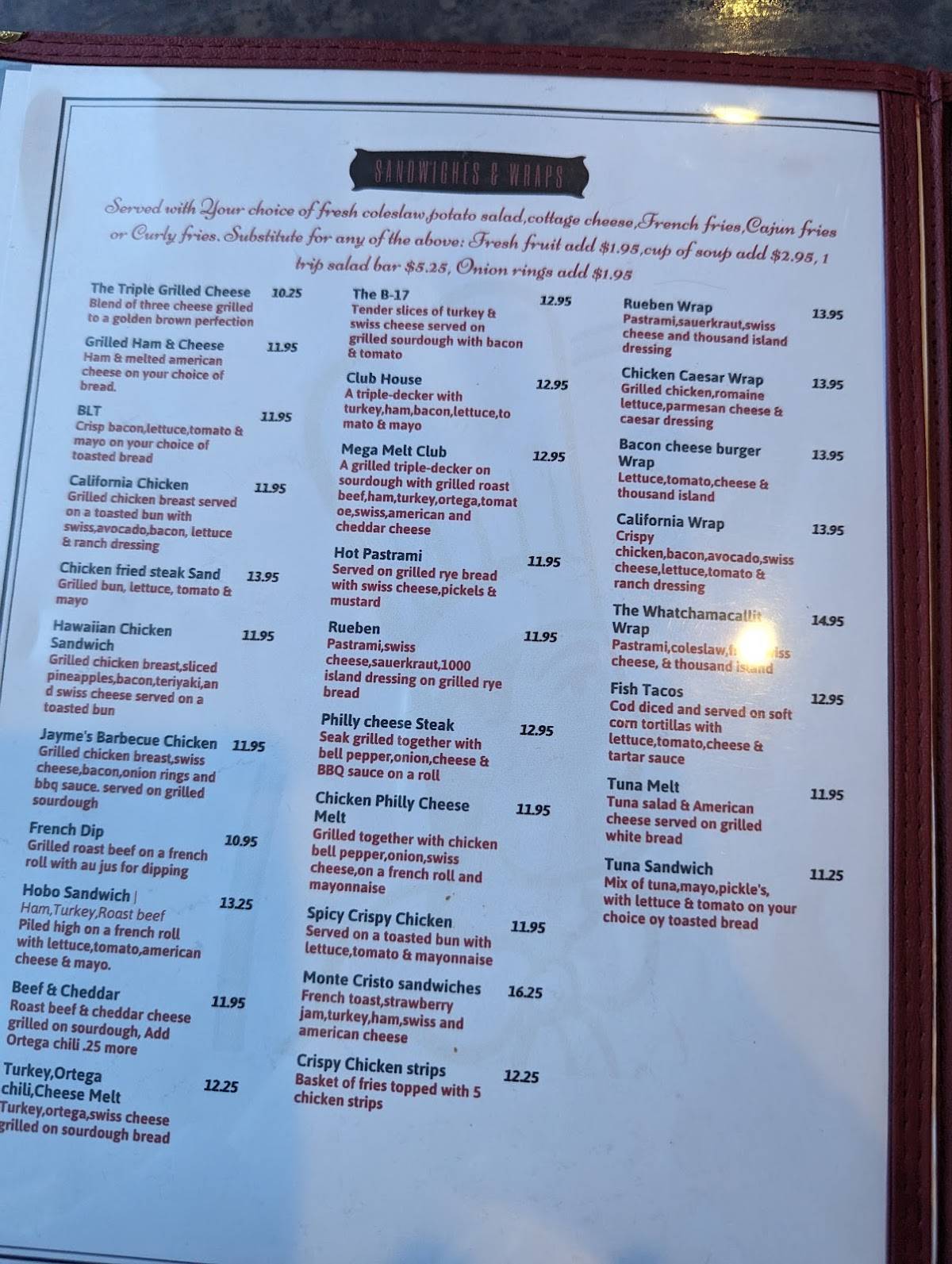 Menu at Foxy's Restaurant, Brookings, Boat Basin Rd