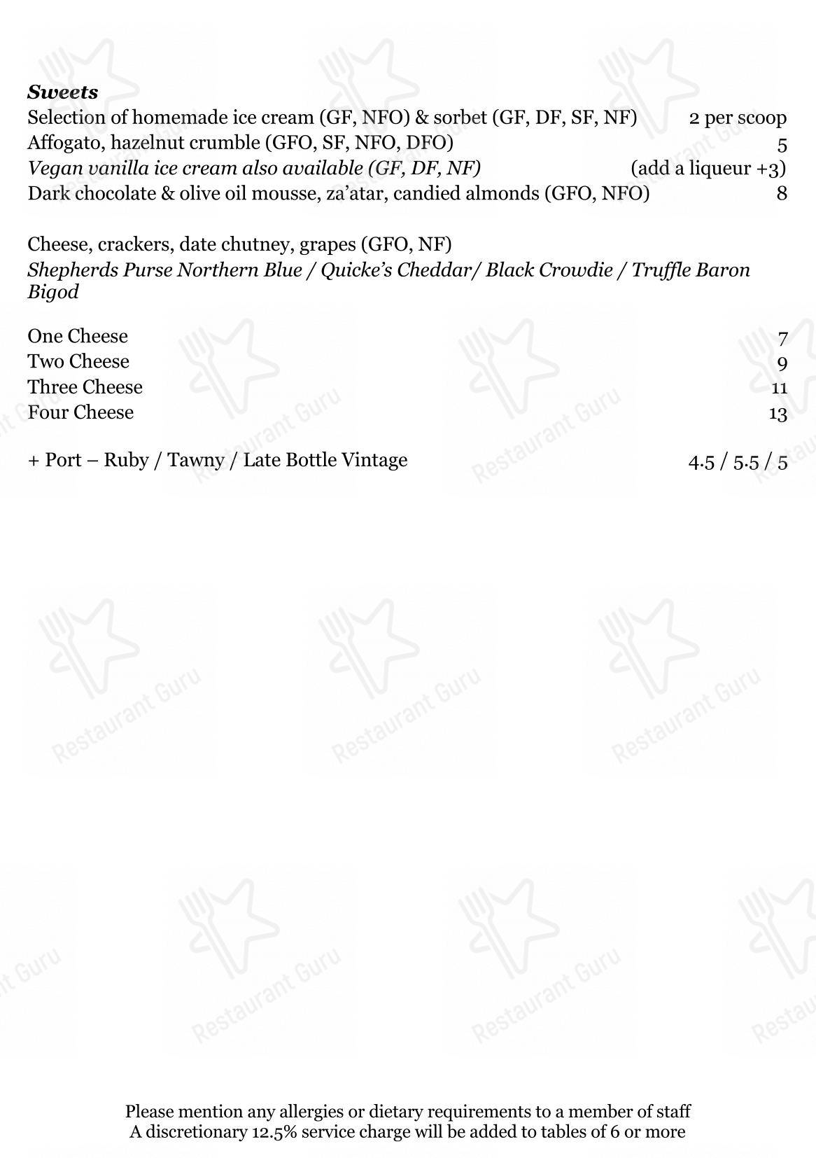 Menu at Brook's Restaurant, Brighouse