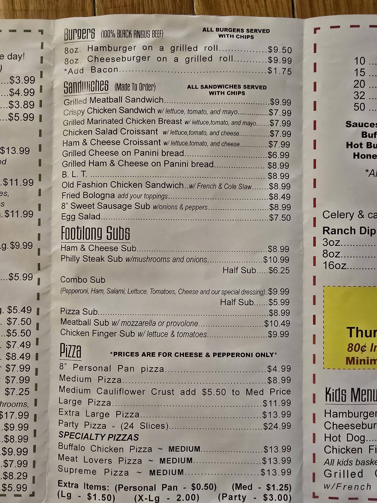 Menu at Brotherhood of St Joseph restaurant, North East