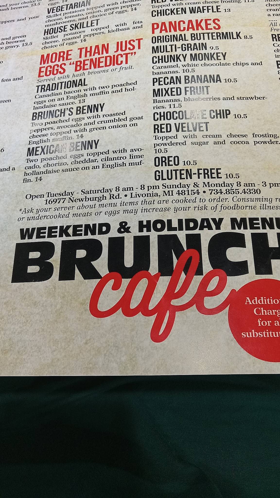Menu at Brunch Cafe, Livonia