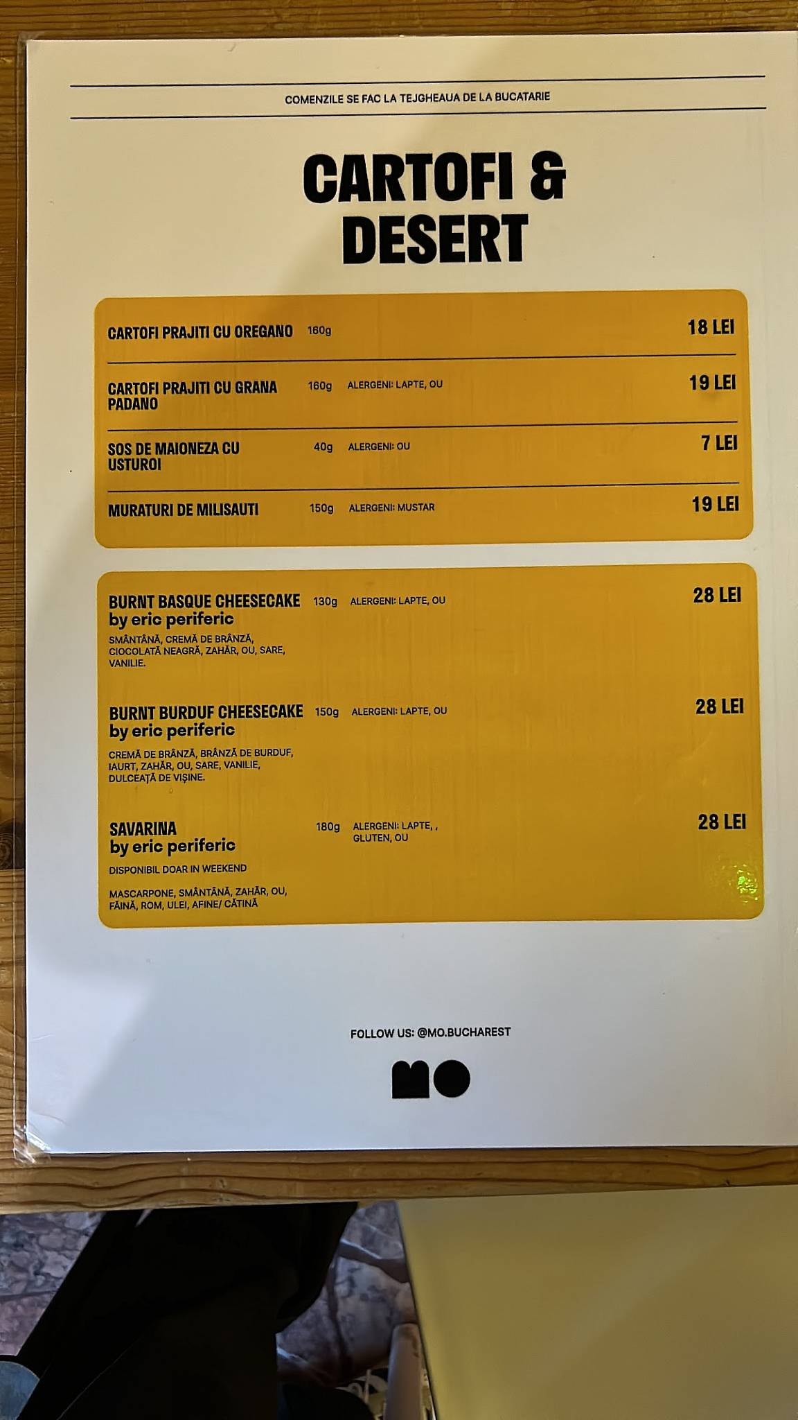 Menu at Mario's Osteria - MO Bucharest, Bucharest