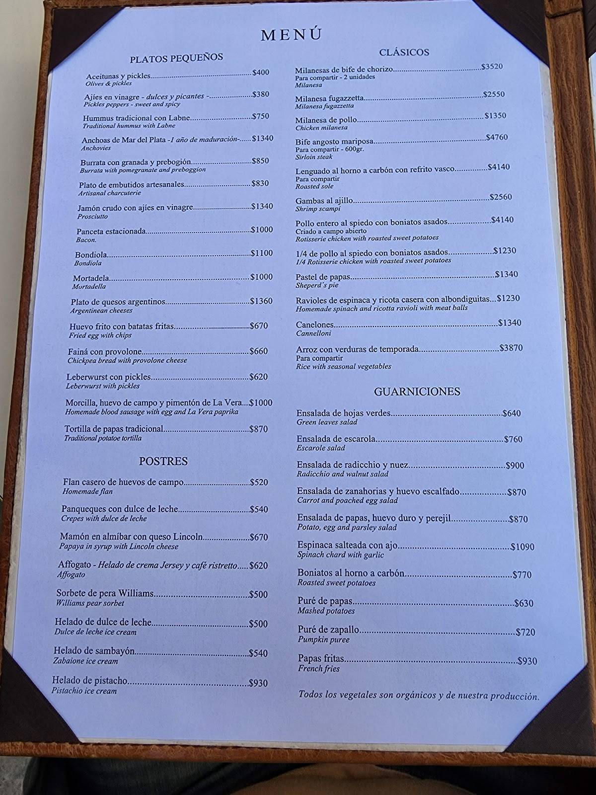 Menu at El Preferido de Palermo pub & bar, Buenos Aires