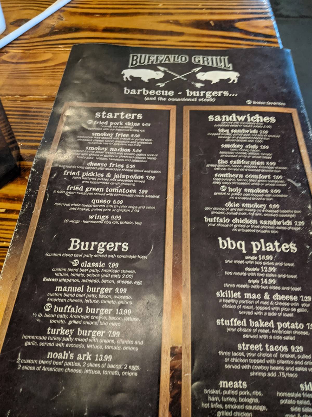 Menu at Buffalo Grill BBQ, Hugo