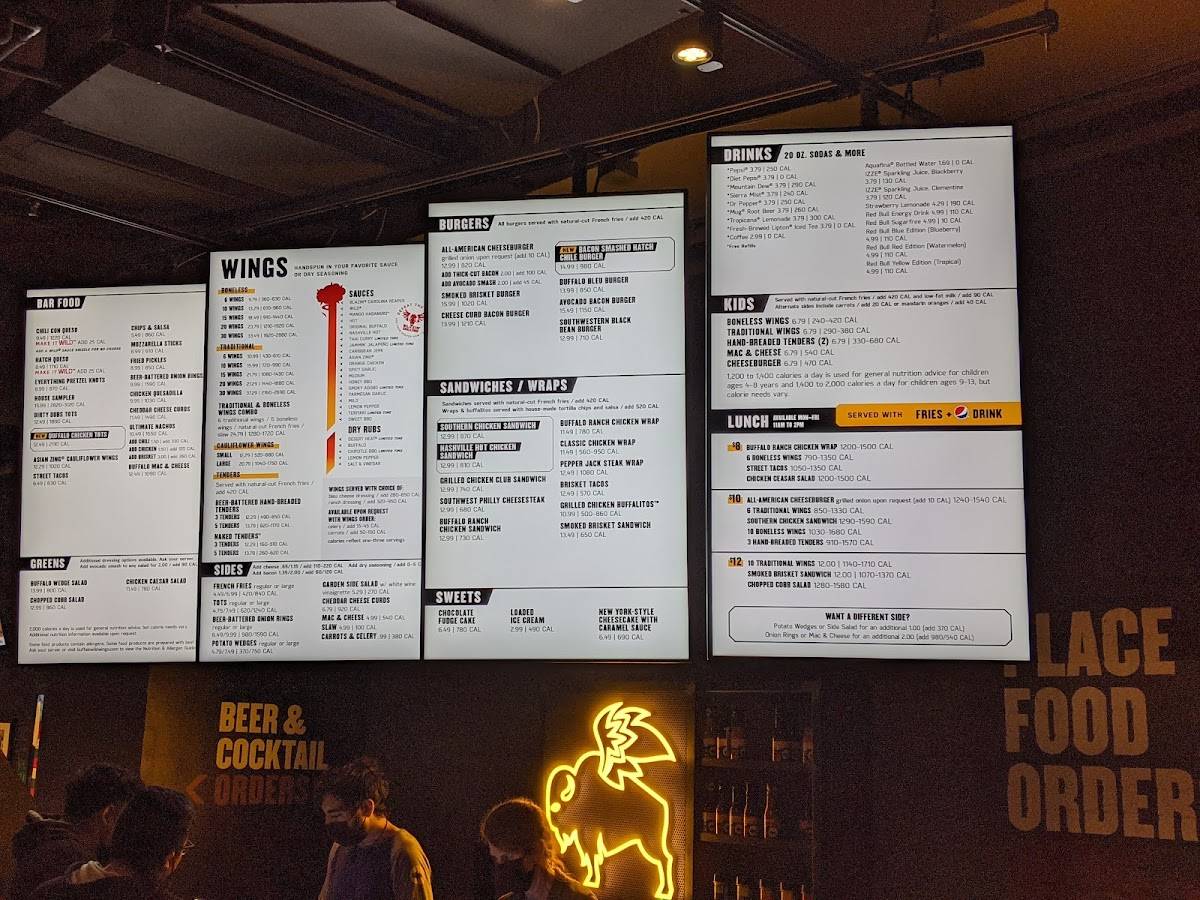 Menu at Buffalo Wild Wings pub & bar, Seattle, 4th Ave