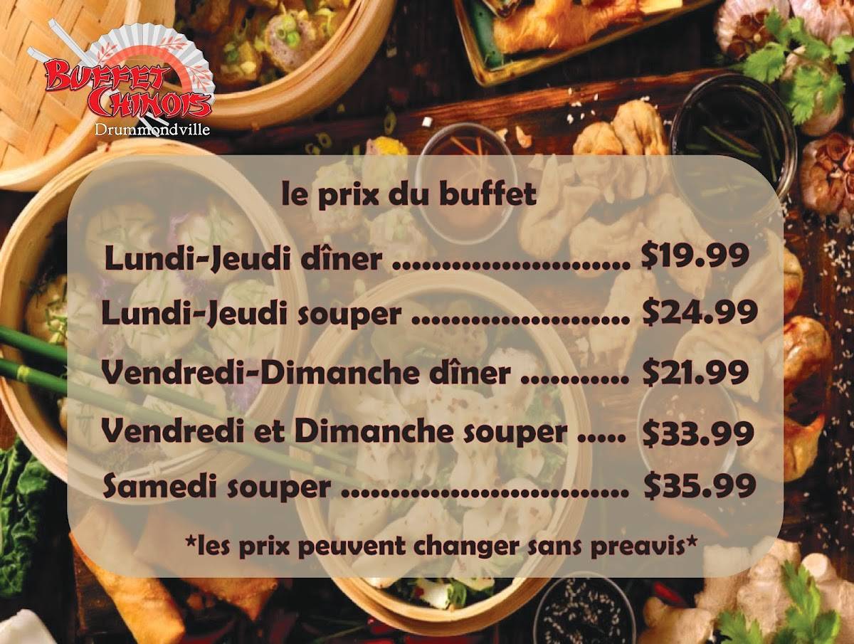 Menu au Buffet Chinois Drummondville restaurant, Drummondville, 750 ...