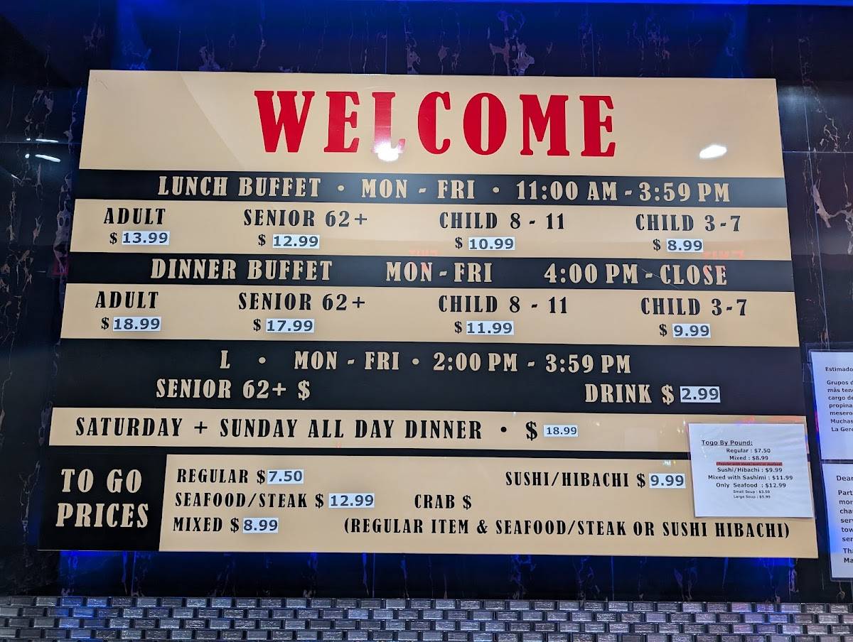 Menu at Buffet City restaurant, Sarasota