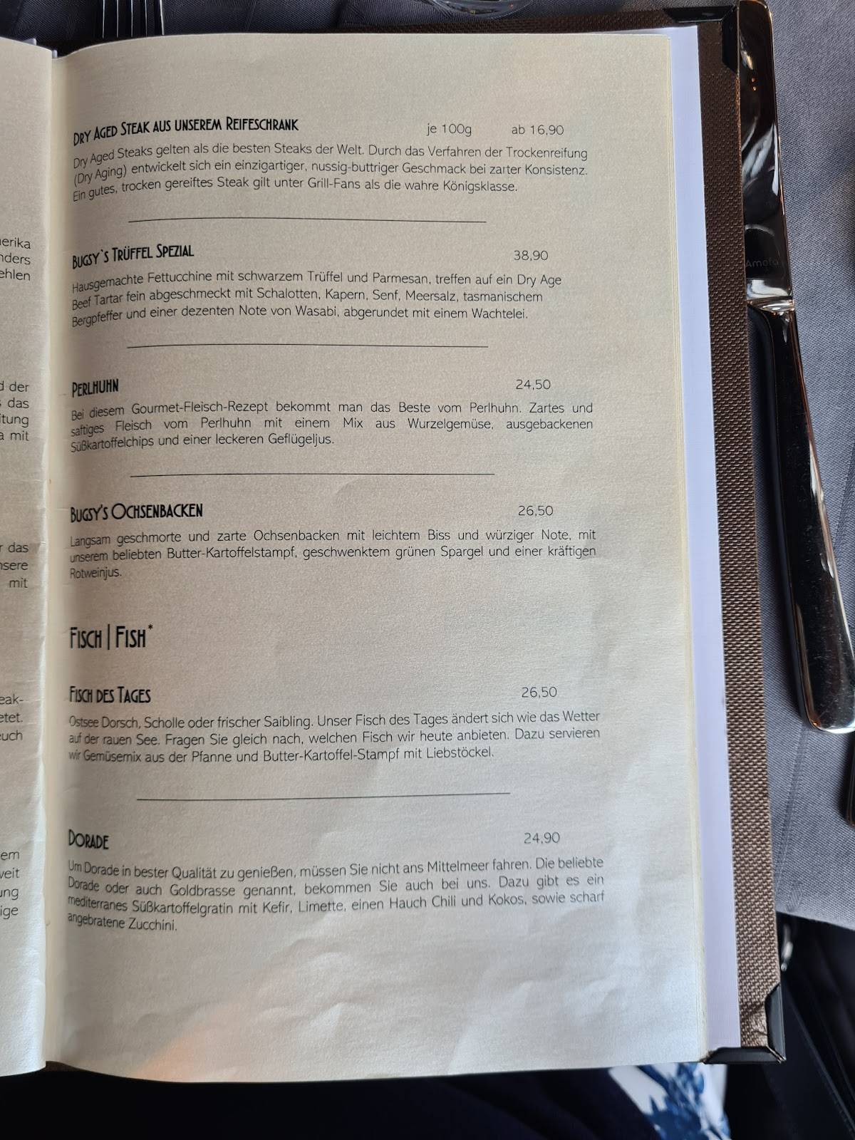 Speisekarte von Bugsy`s Restaurant, Barth