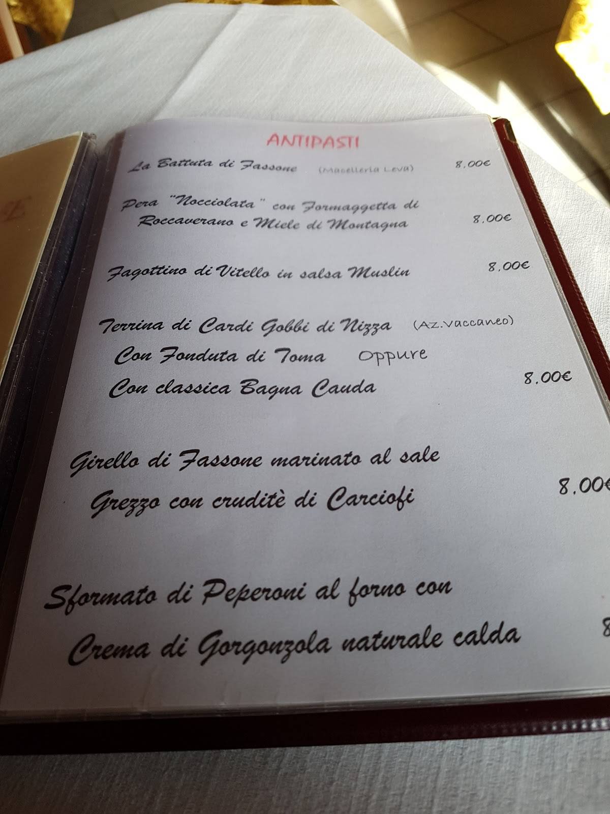Menu at Bun Ben Bon restaurant, Nizza Monferrato