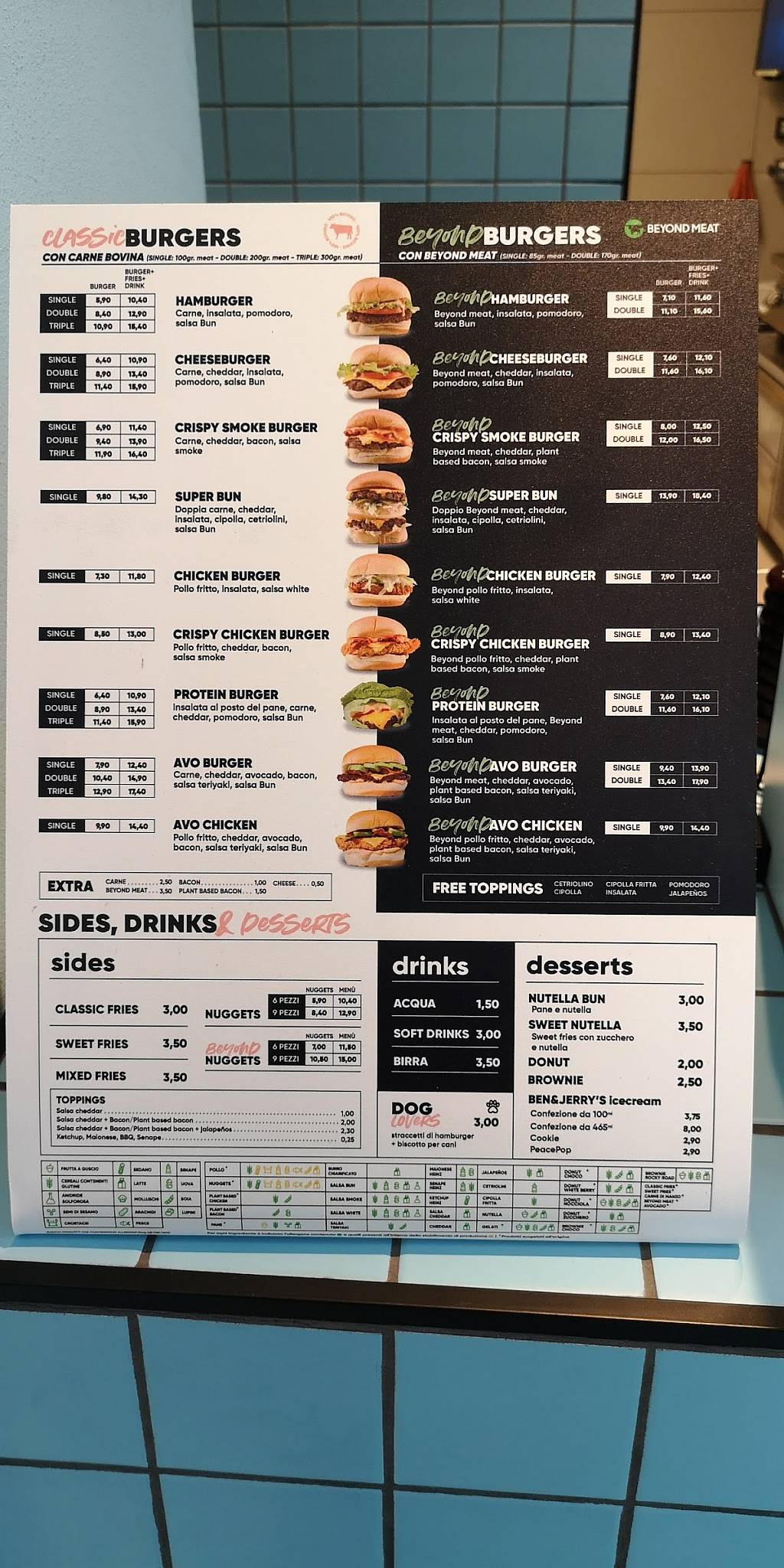 Menu da Bun Burgers - Genova Mercato ristorante, Genova