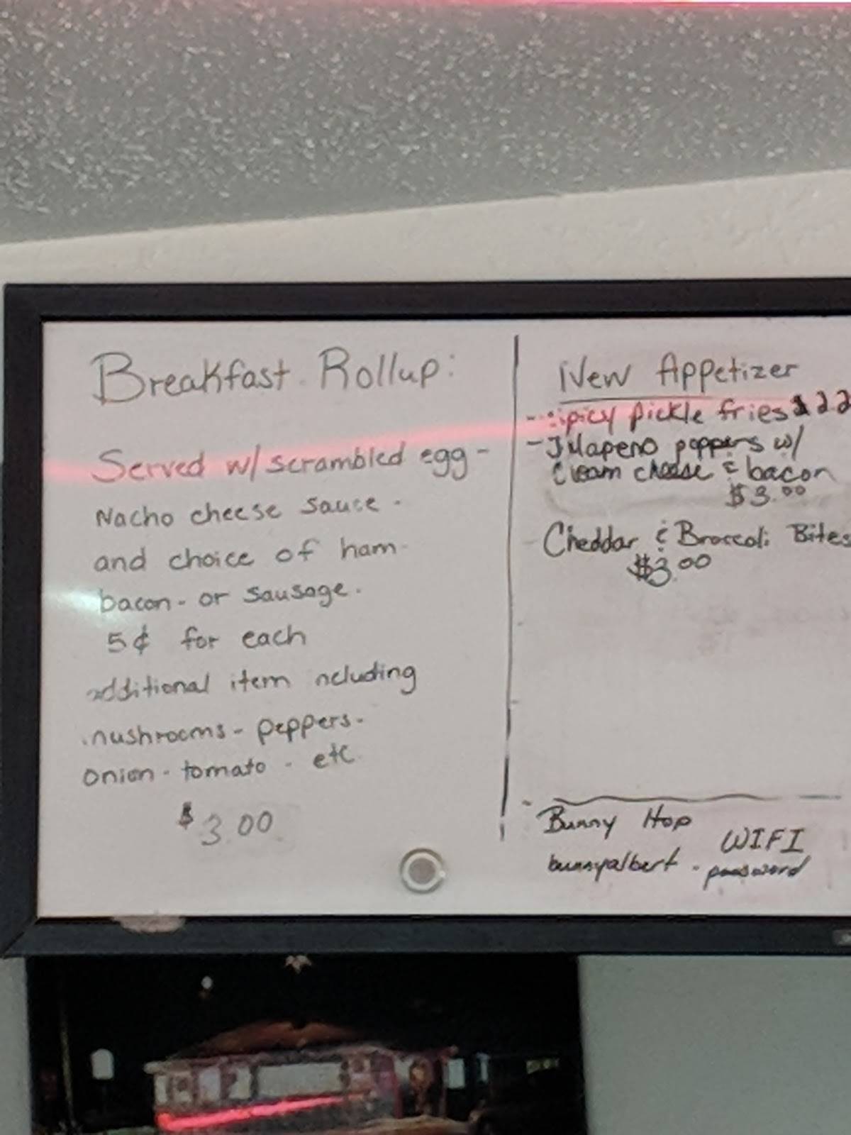 Menu at Bunny Hop Cafe, Junction City